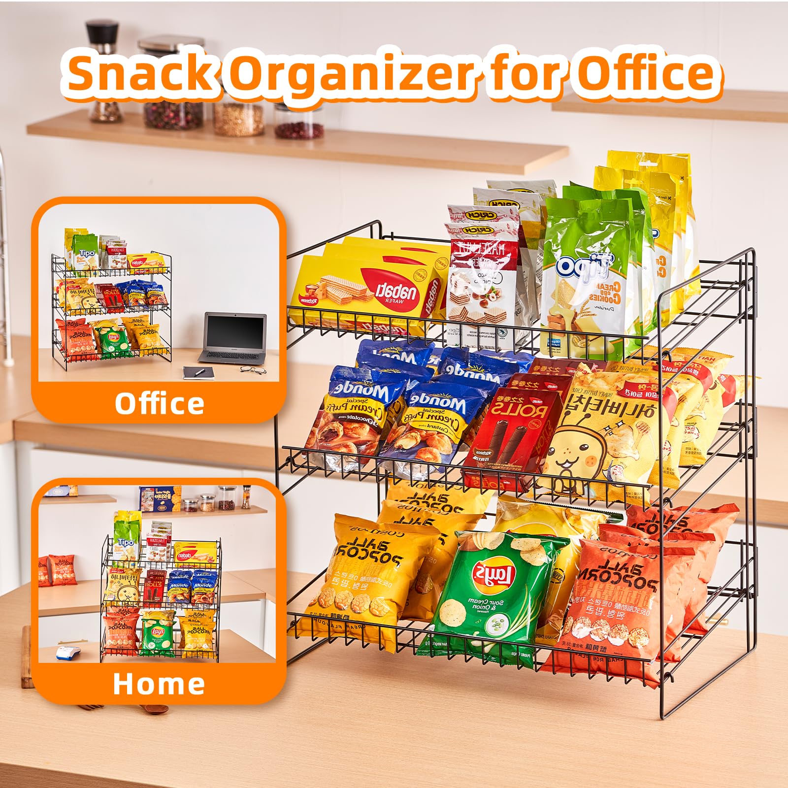 Glolaurge Large Candy Display Rack, Snack Organizer, Wire Snack Shelf ...