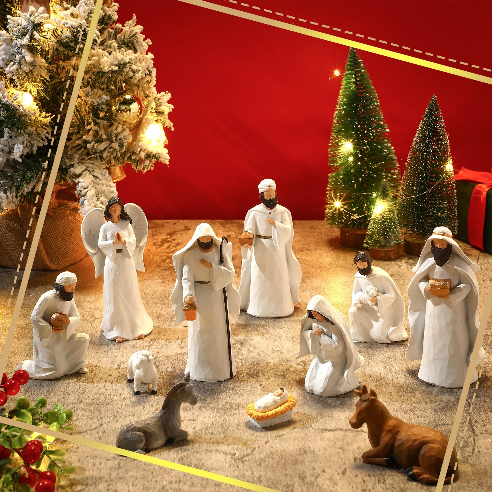 Amazon.com: Vercraft 11 Pcs Nativity Set for Christmas Resin Christmas ...