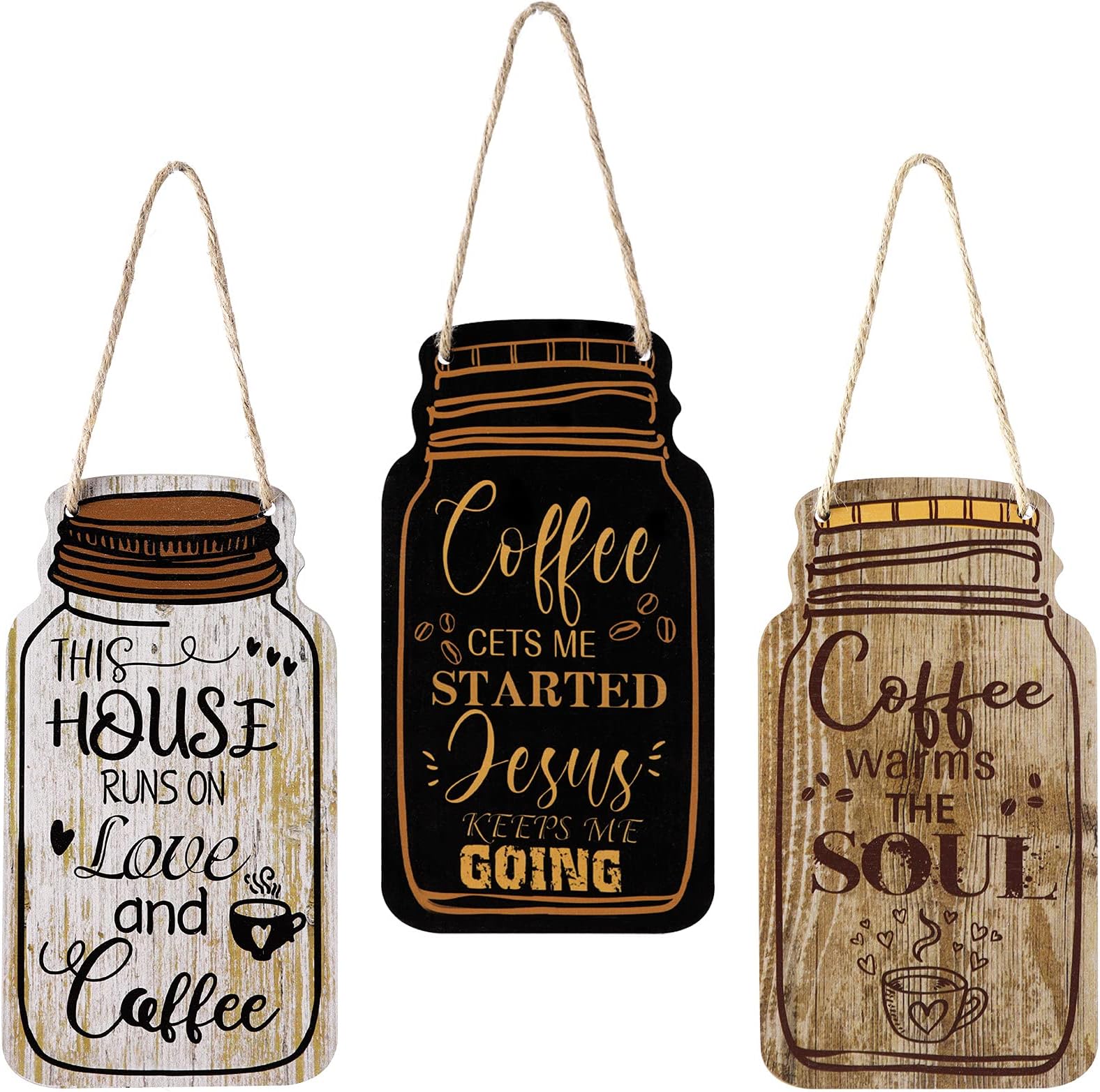 Amazon.com: Blulu 4 Pieces Coffee Wooden Wall Art Decor Wooden Coffee ...
