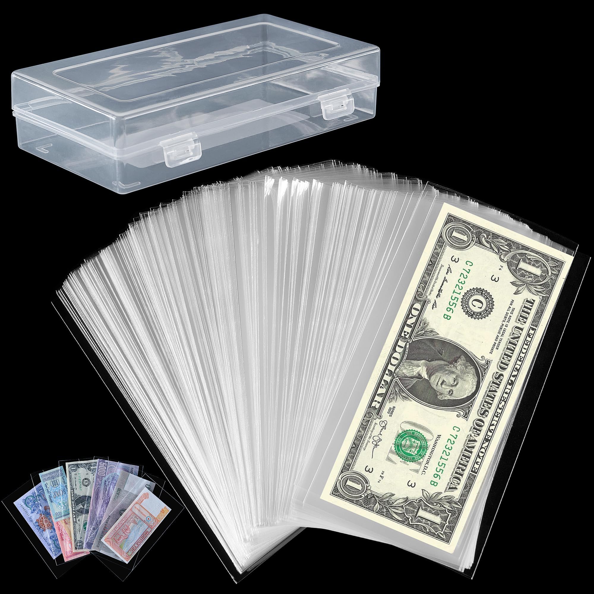 Amazon.com : Prasacco 10 Pcs Currency Sleeves, Dollar Bill Holder Clear ...