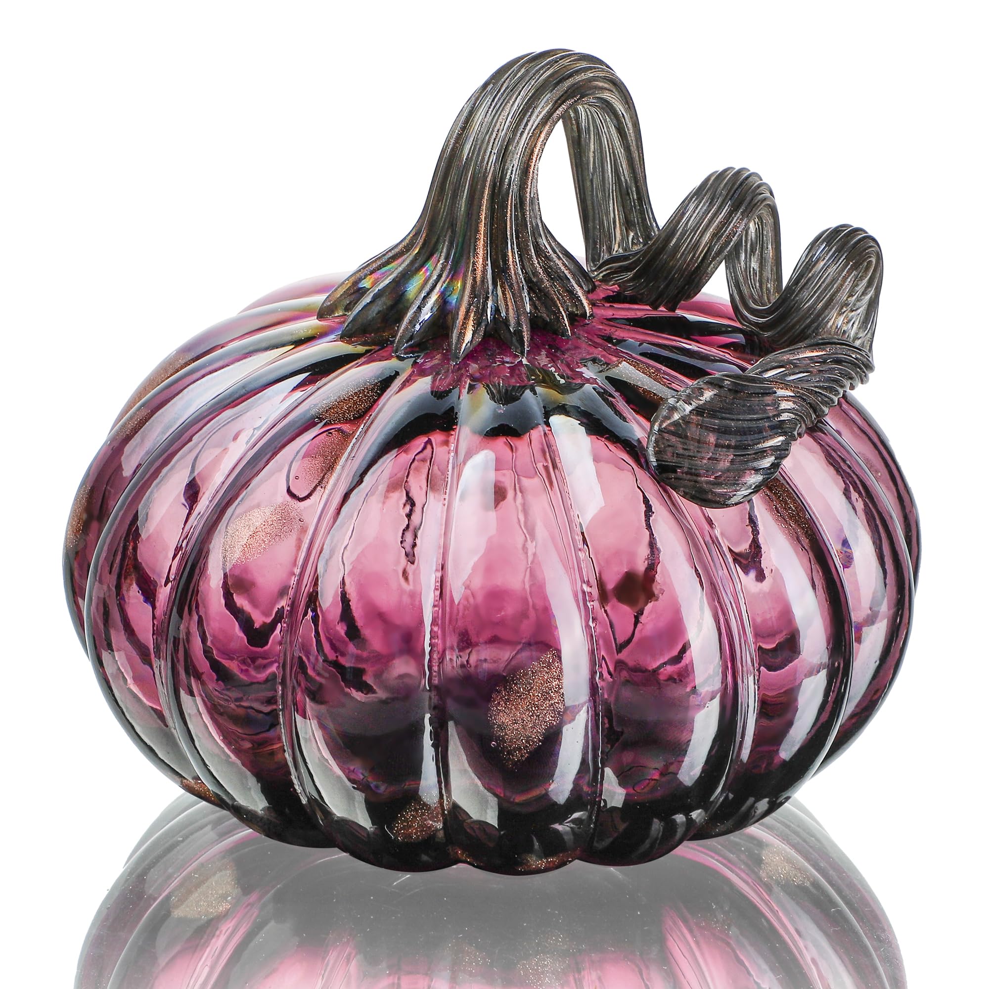 kanpura Hand-blown Glass Pumpkin Figurine For Fall Harvest Decor,5 ...