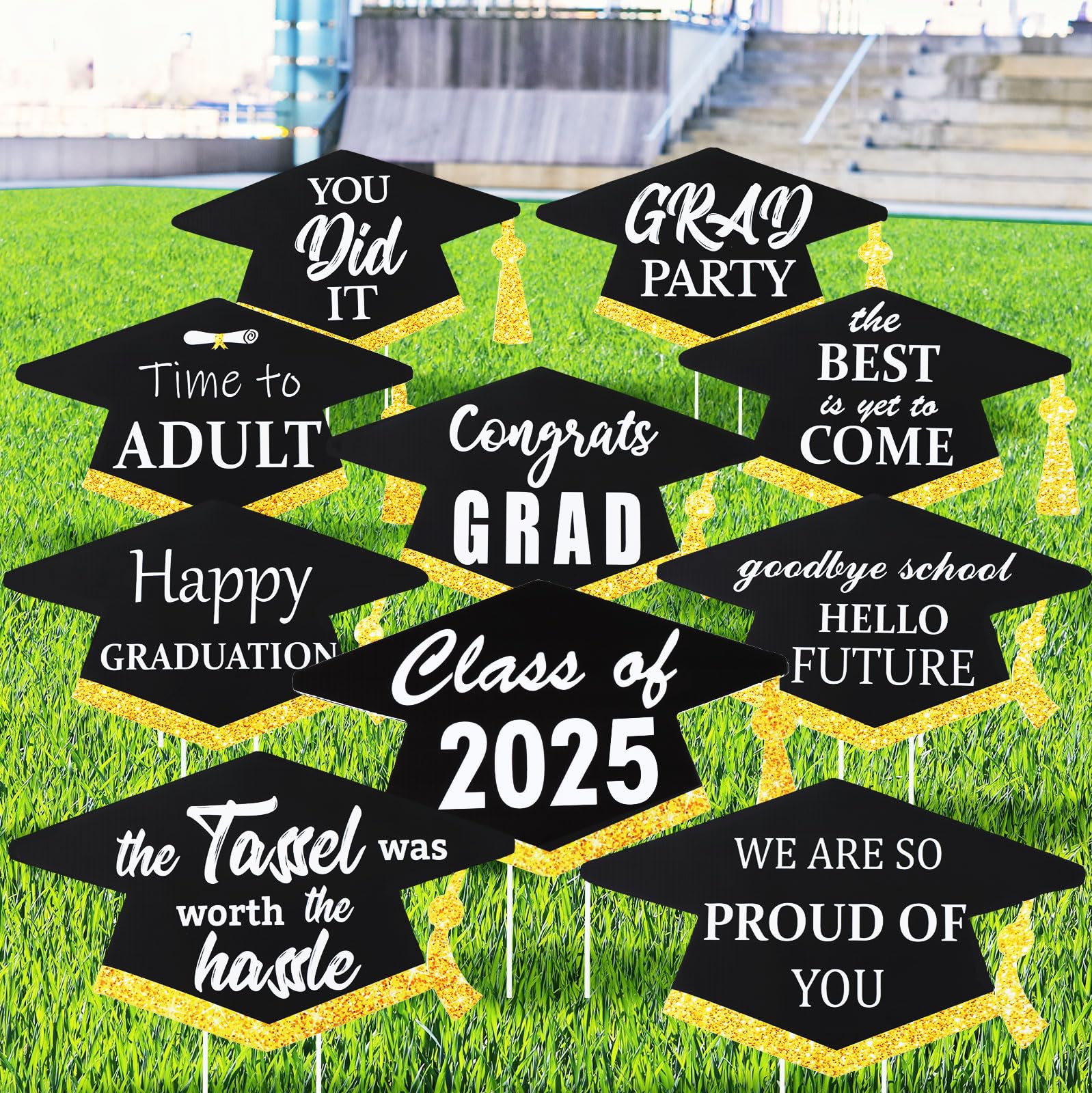 Snapklik.com : 10 Piece 2025 Graduation Yard Sign Stakes Congrats Grad ...