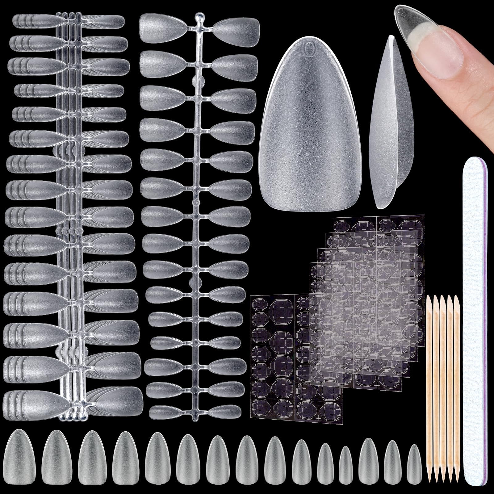 Amazon.com: Extra Short Almond Nail Tips, 216pcs Acrylic Fake Nails ...