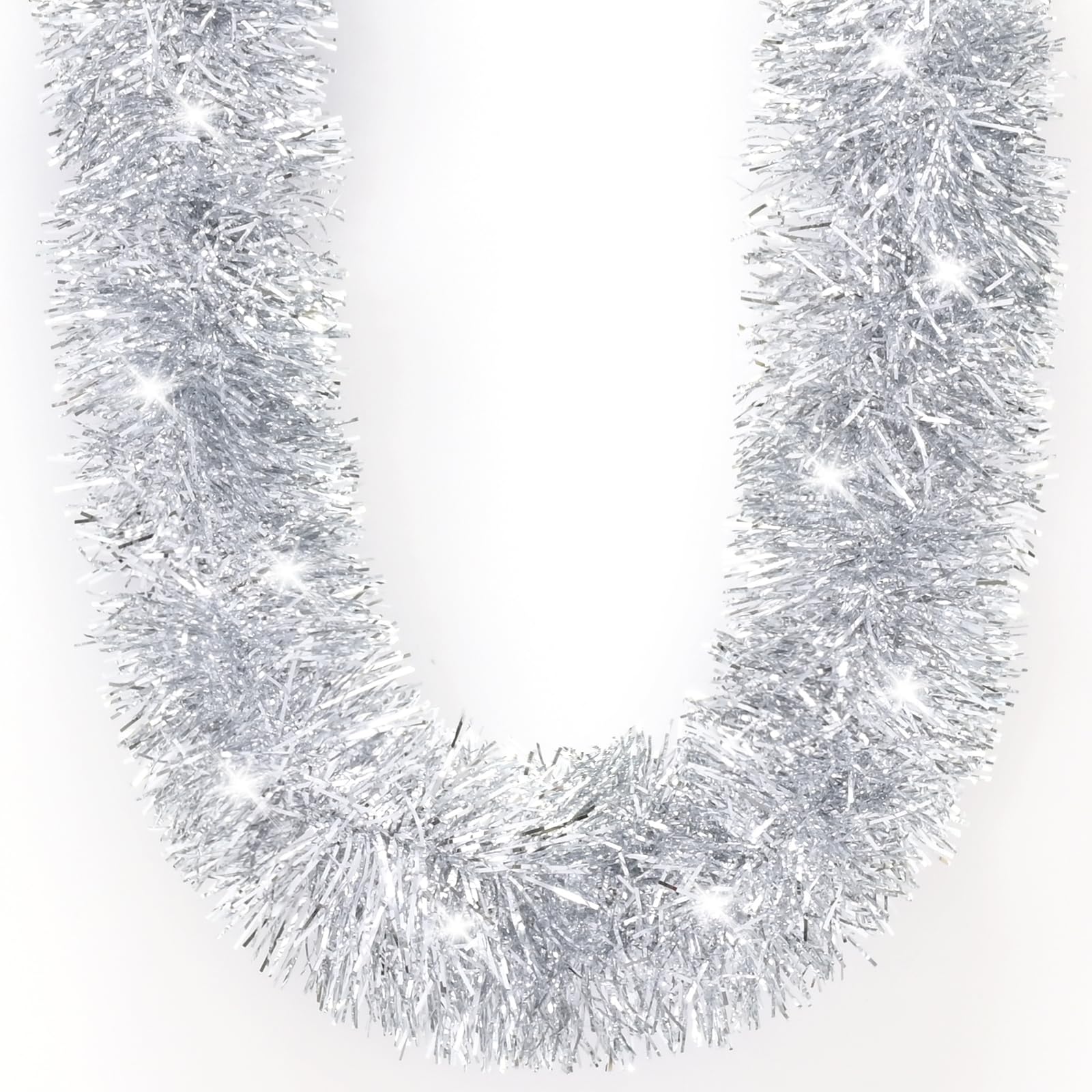 Amazon.com: Christmas Tinsel Garland, 32.8 FT Shiny Silver Tinsel ...