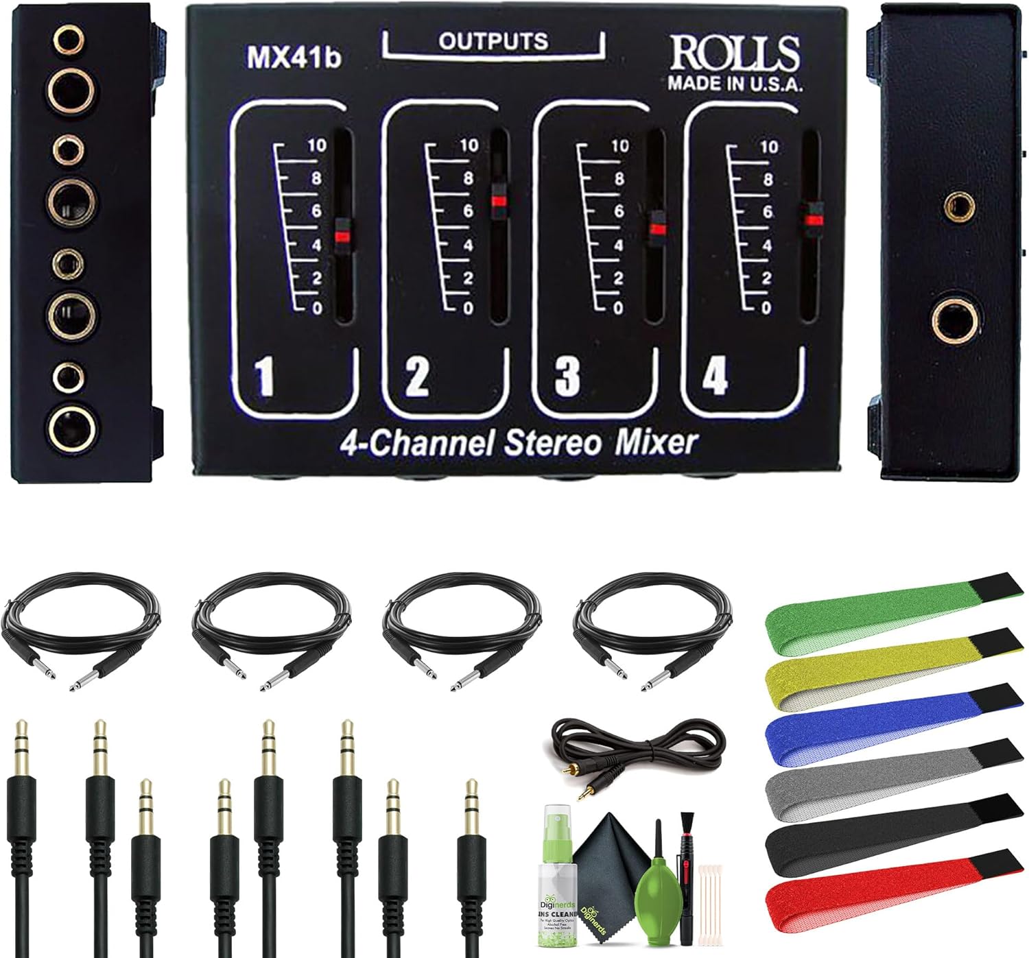 Amazon.com: Rolls MX41b Stereo Four Channel Passive Mixer Bundle with 4 ...