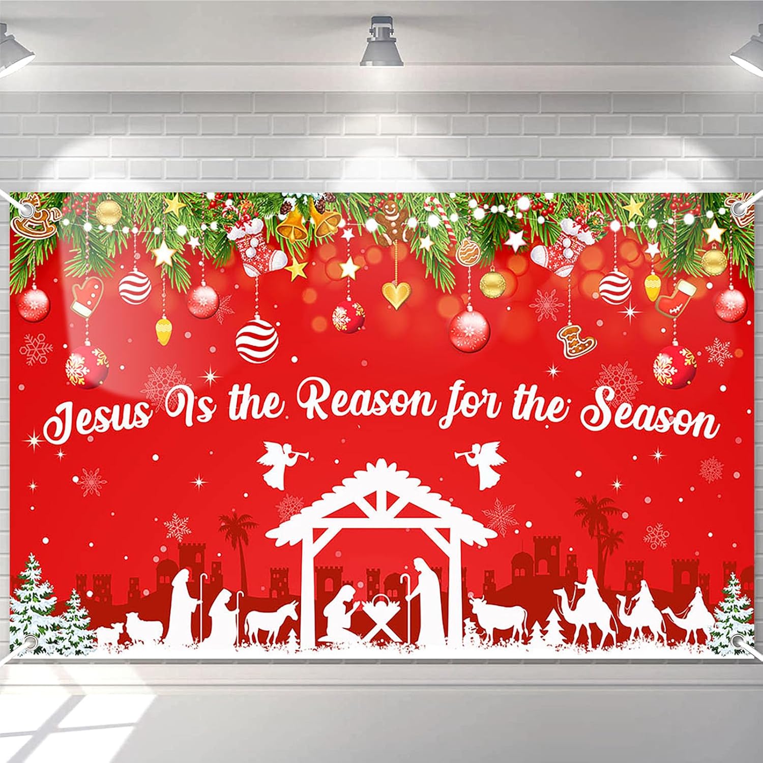 Amazon.com : Avezano Christmas Nativity Backdrop Jesus is The Reason ...