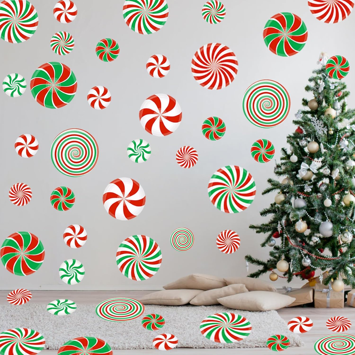 Amazon.com: 77 Pieces Christmas Candy Wall Decals Candy Wall Stickers ...
