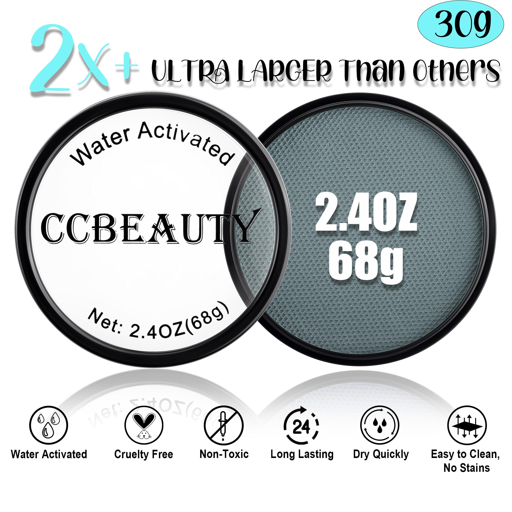 Snapklik.com : CCbeauty Grey Face Body Paint 68g - Water Activated Professional Gray Face Painting