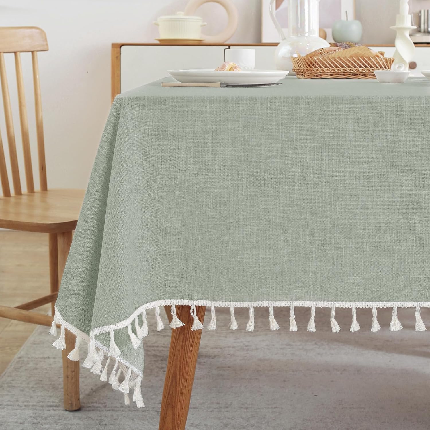 Amazon.com: Laolitou Rustic Tablecloth Cotton Linen Waterproof ...