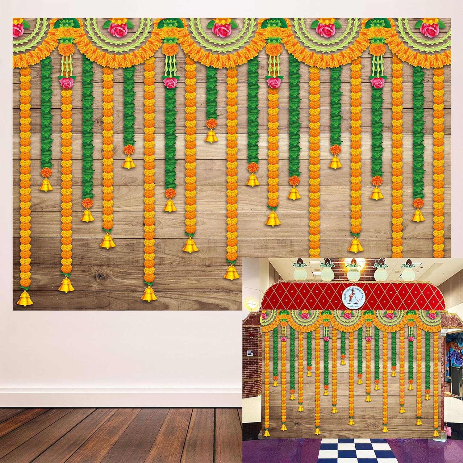 Amazon.com : 8x6FT Indian Pooja Backdrop Diwali Ganpati Puja Background ...