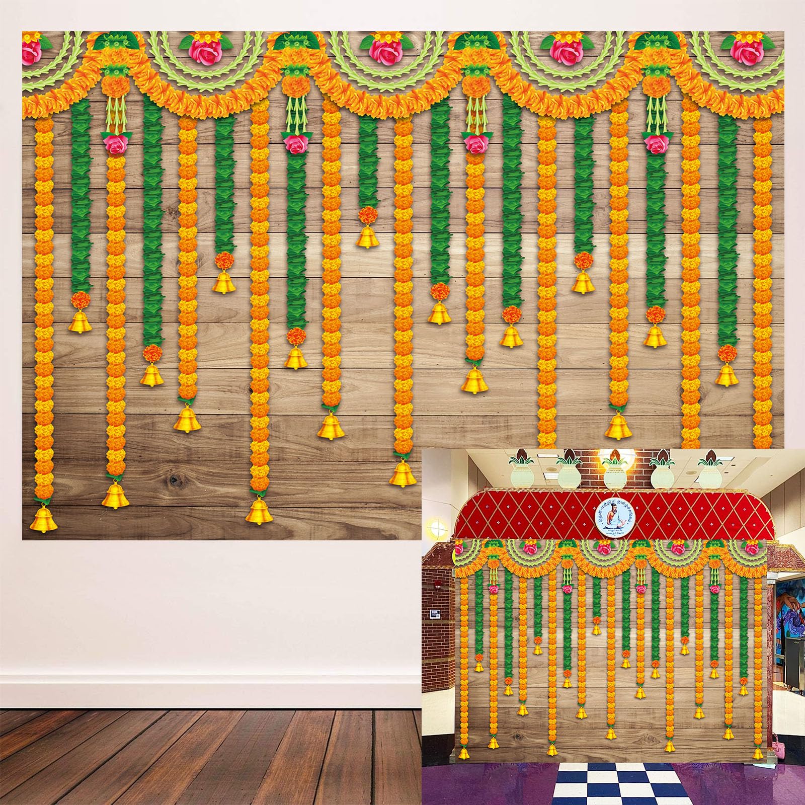 Amazon.com : 8x6FT Indian Pooja Backdrop Diwali Ganpati Puja Background ...