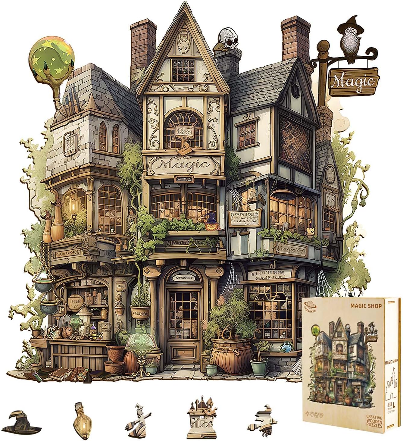 Amazon.com: Wooden Puzzles for Adults - Magic Shop Puzzle, Unique Shape ...