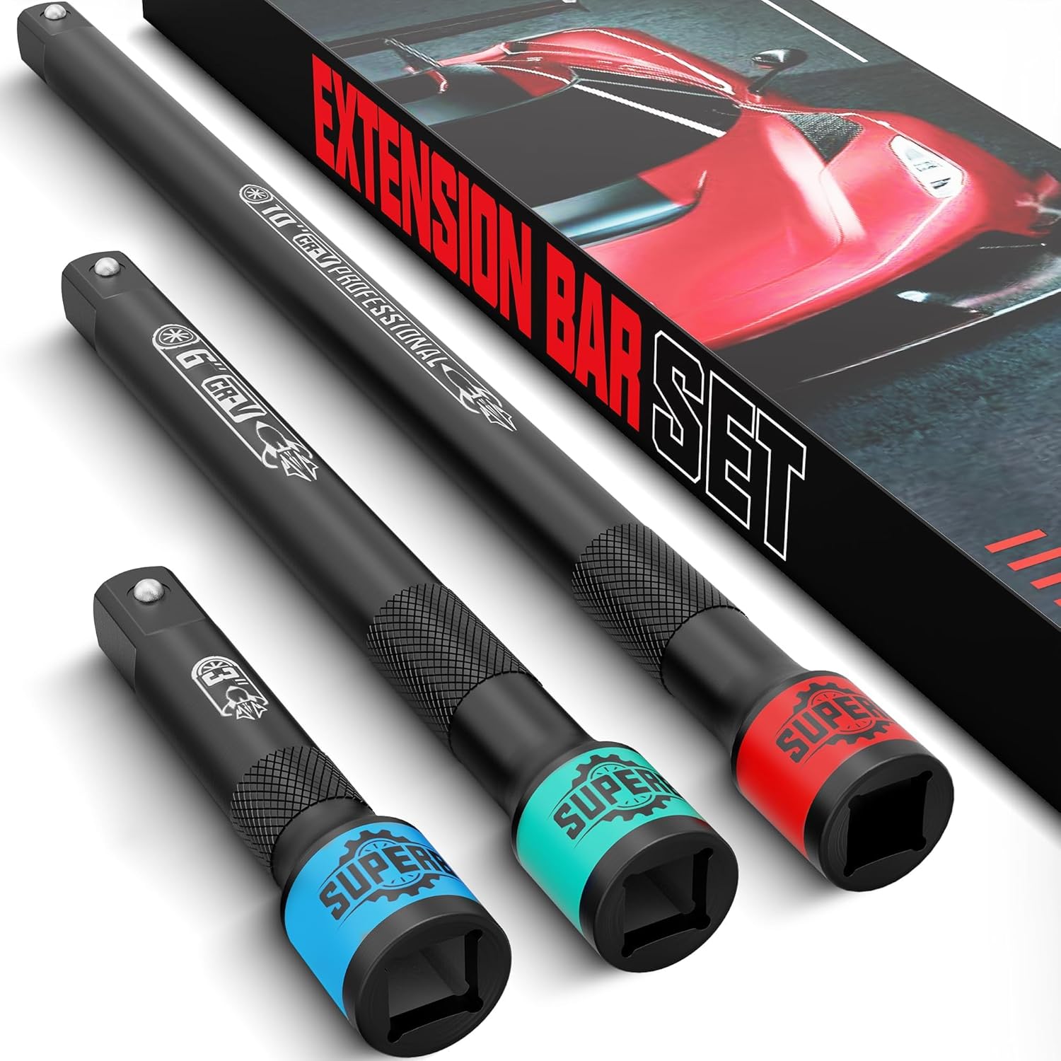 KIRXST 3/8" Impact Socket Extension Bar Set 3PC Drive Extension Bar 75 ...
