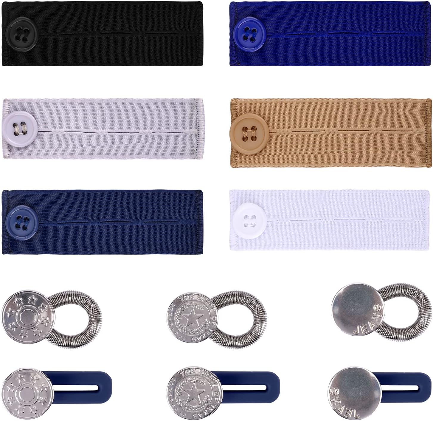 KINBOM 12pcs Waistband Extenders, Elastic Button Extender Elastic ...