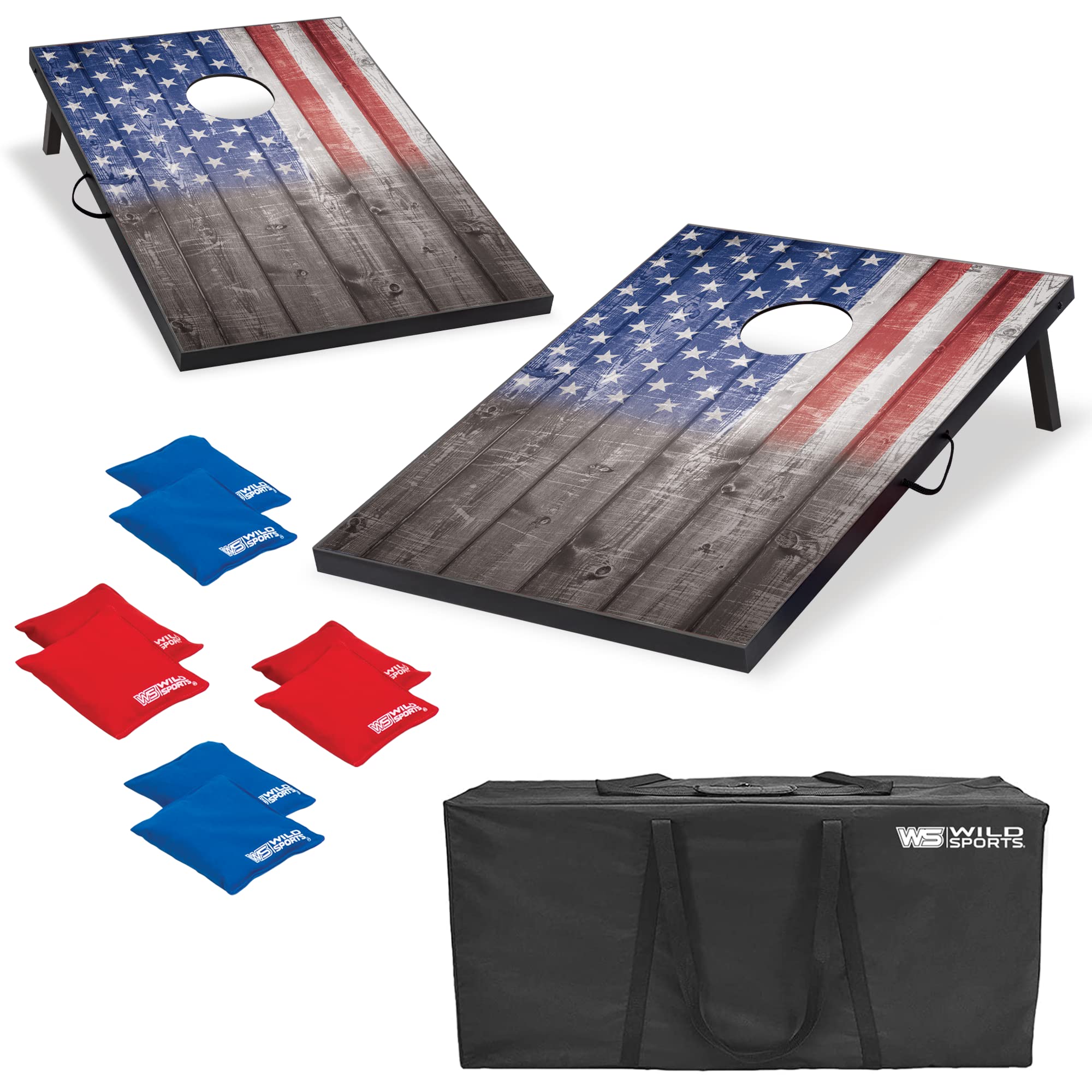 Wild Sports 2’x3’ or 2’x4’ Cornhole Outdoor Game Set, USA Flag or ...