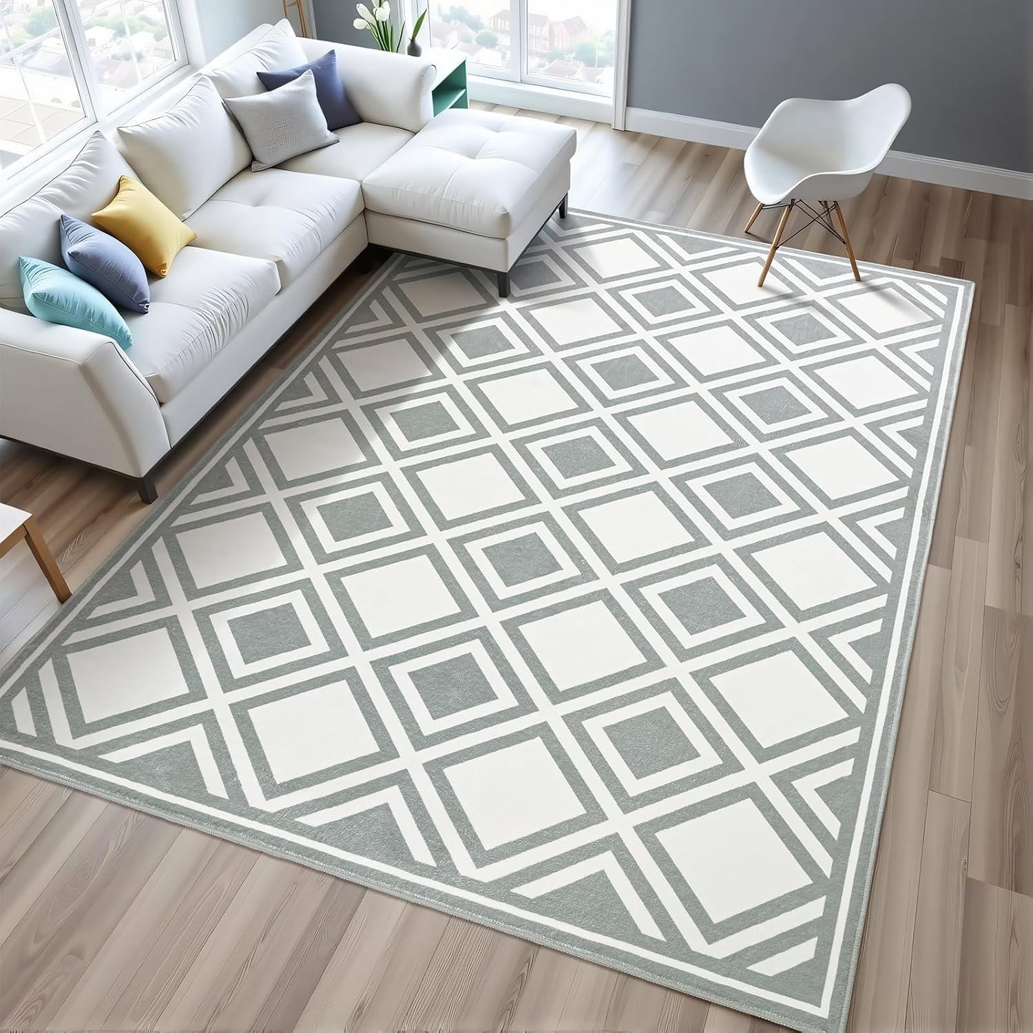 Amazon.com: Goideal Area Rug 4x6, Washable Checkered Rug Non Slip ...