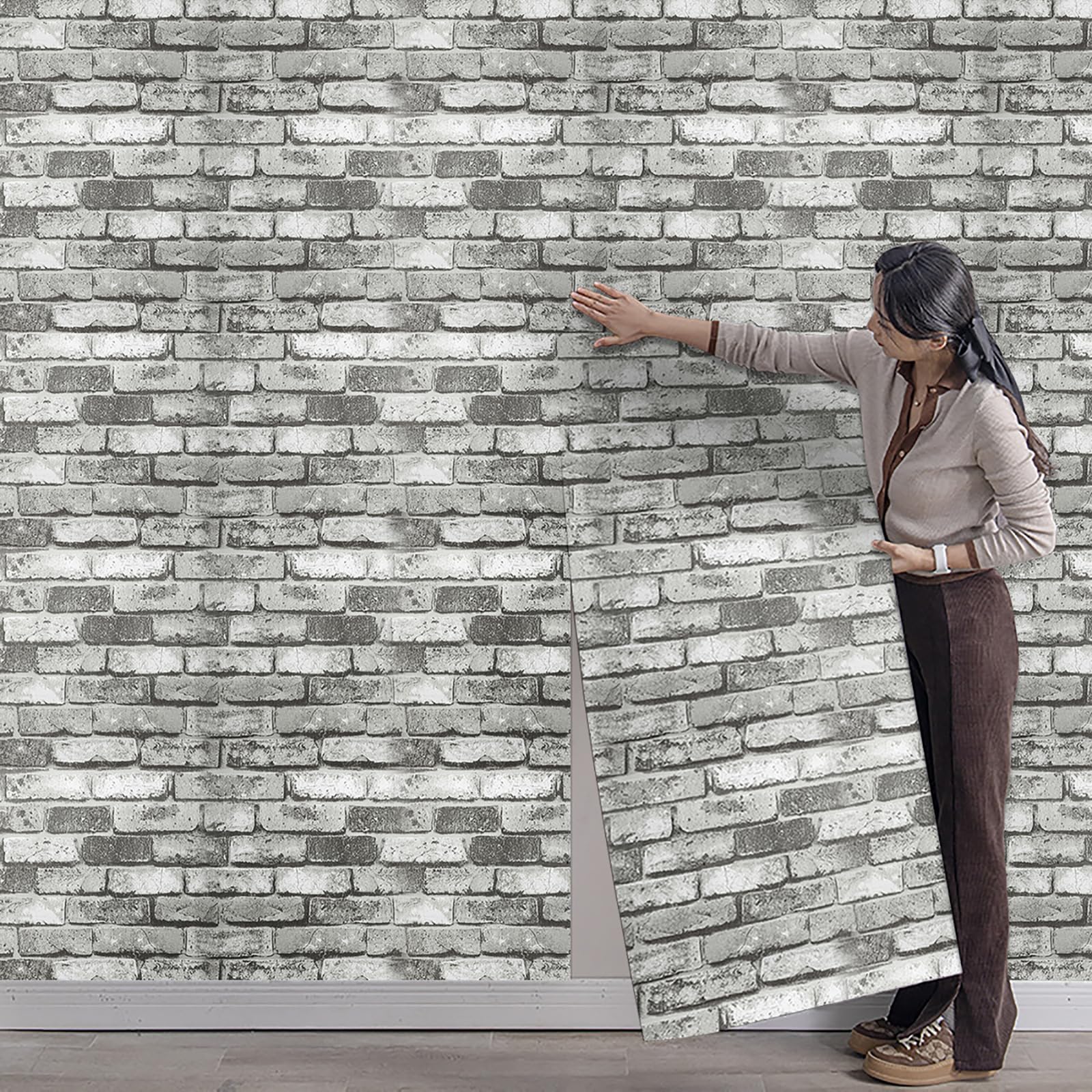Tarwanear Brick Wallpaper Grey Brick Effect Wallpaper Realistic Brick ...