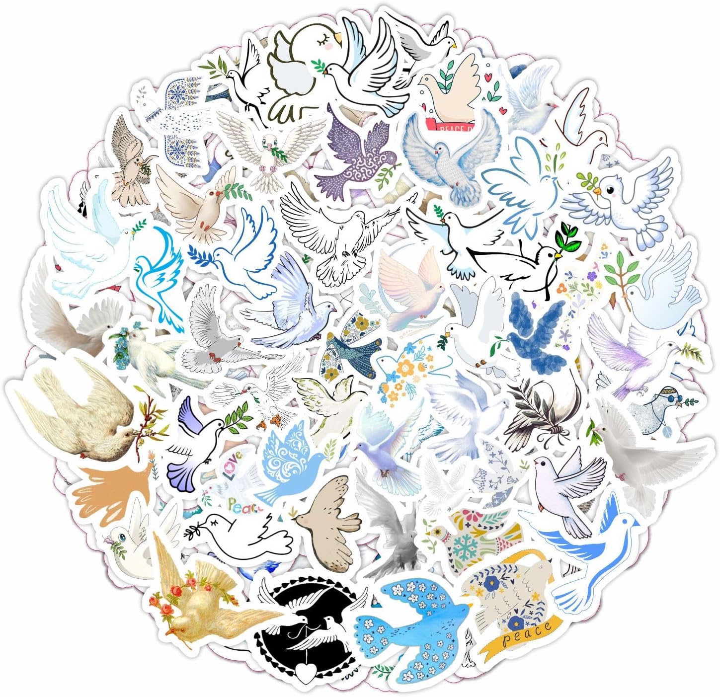Amazon.com: 100Pcs Dove Stickers for Water Bottle and Laptop - Dove ...