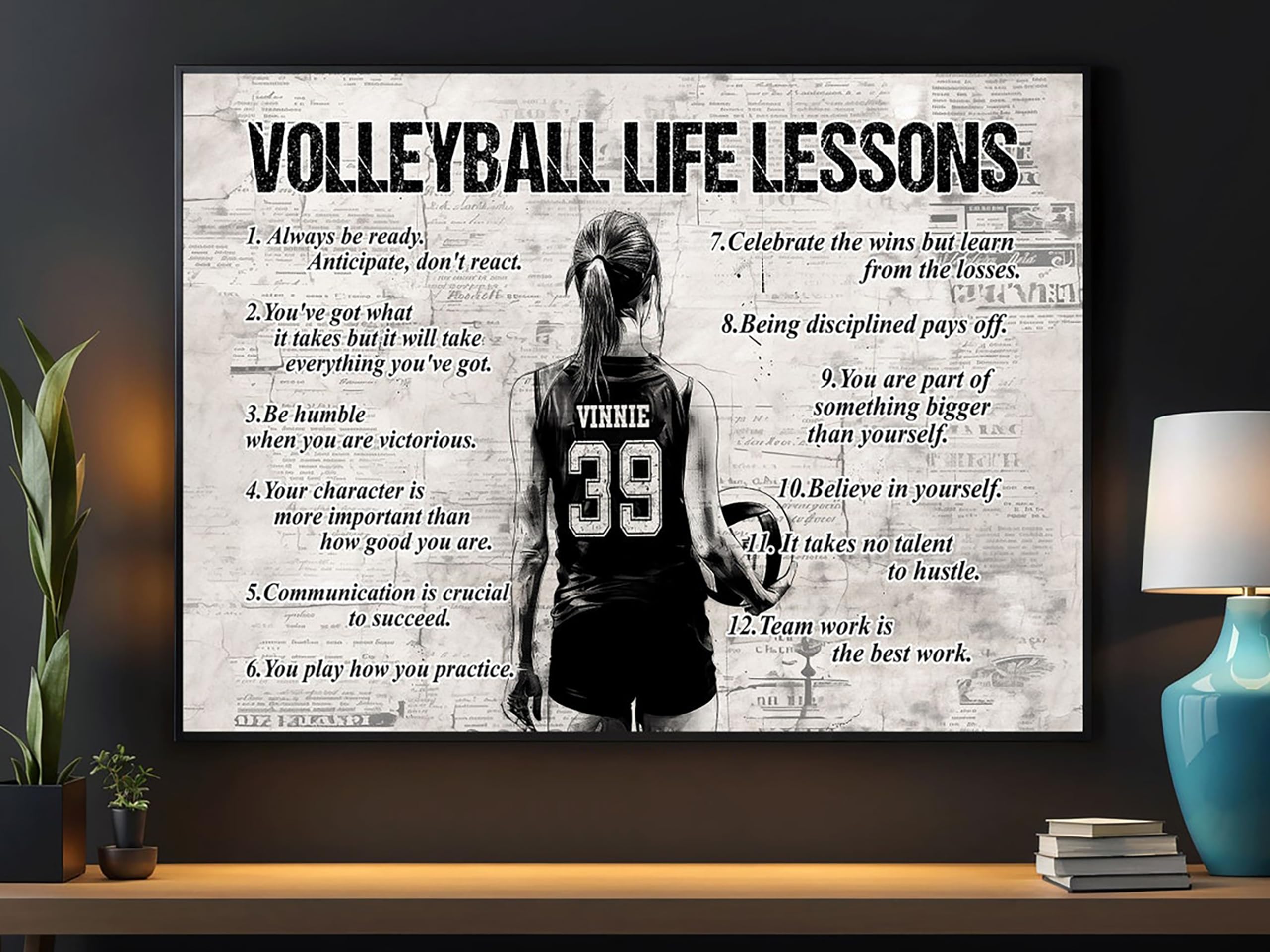 Amazon.com: Generic Volleyball Life Lessons Personalized Canvas Print ...