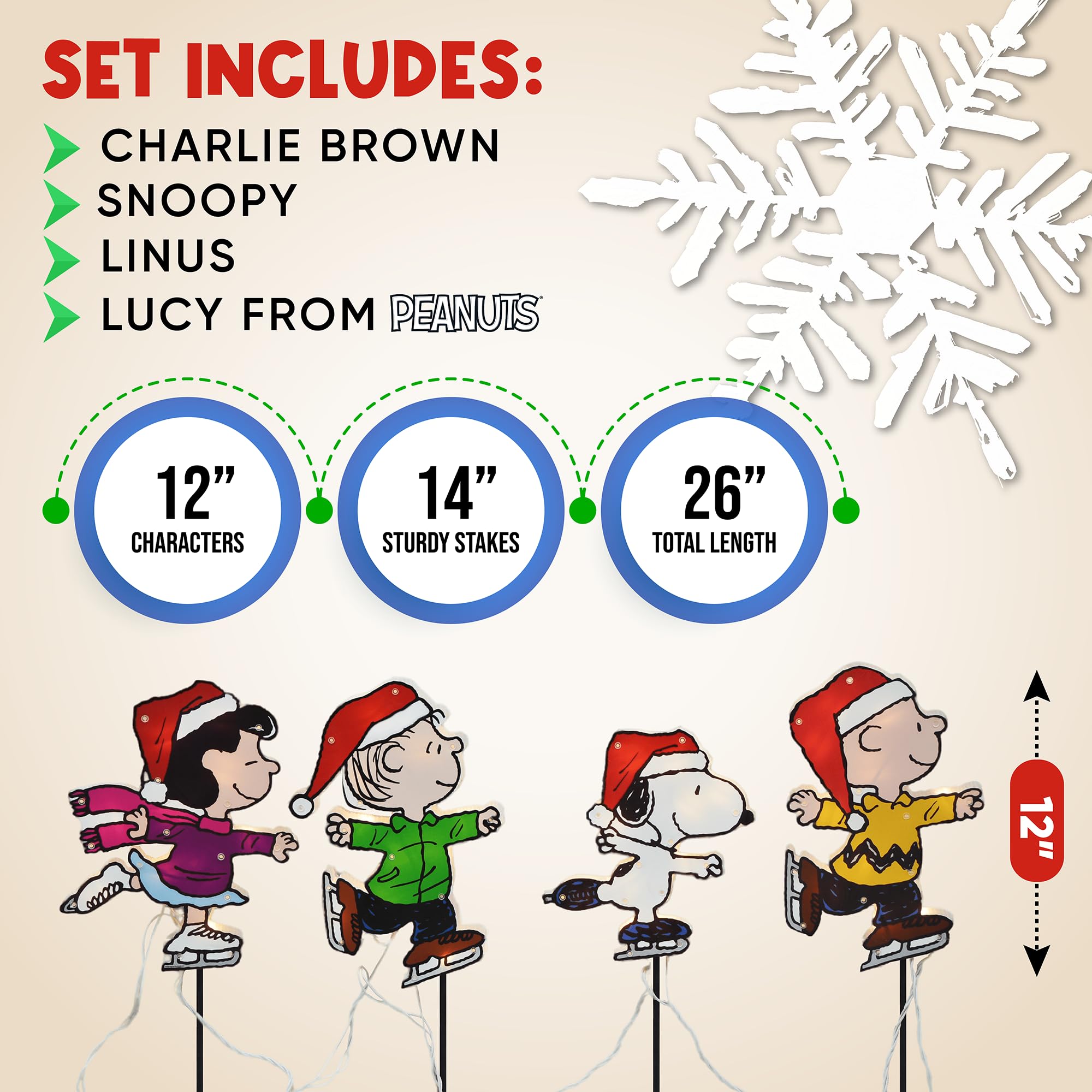 Snapklik.com : PRODUCTWORKS 12-Inch Peanuts 2D Pre-Lit Yard Art