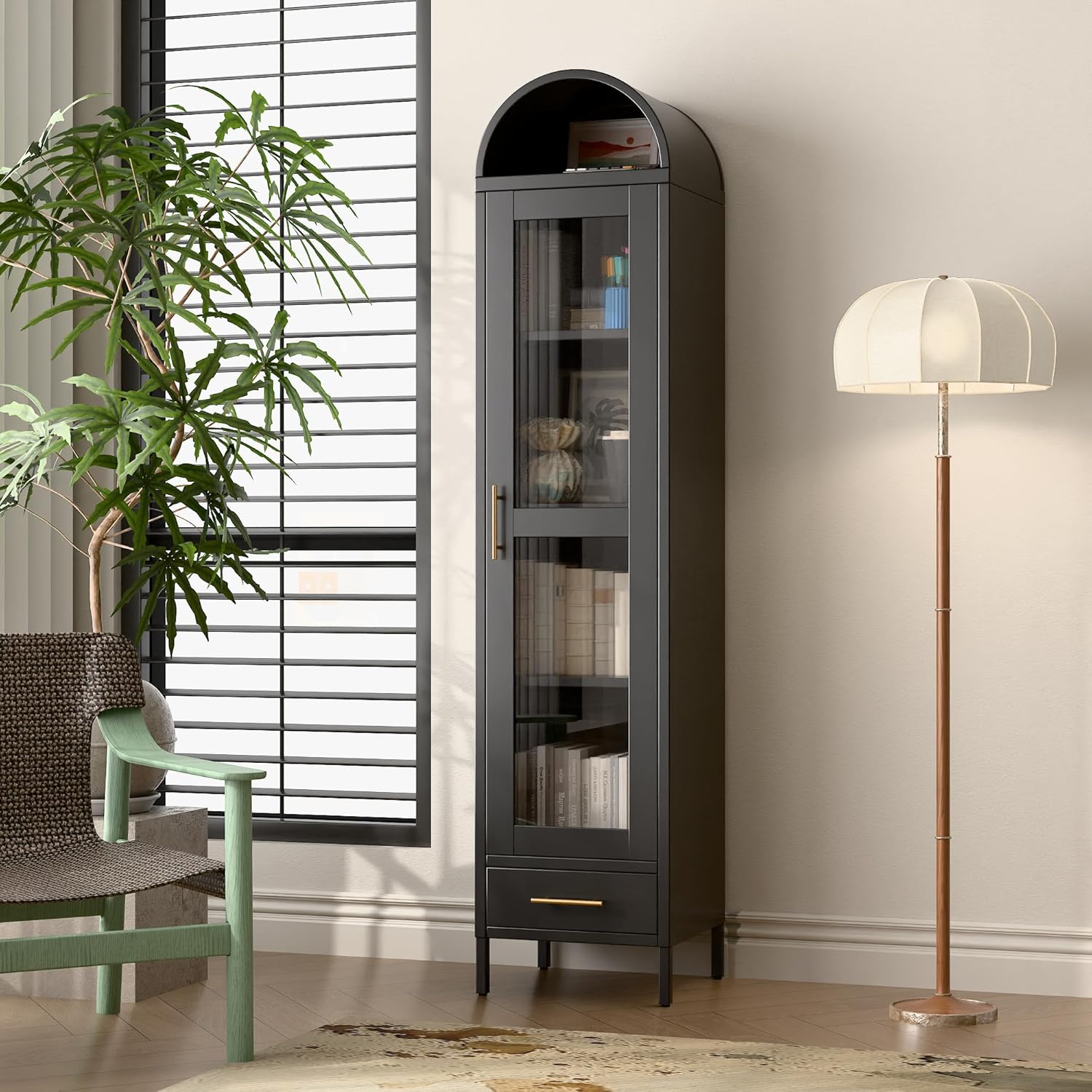 Amazon.com: METALYEYE 73''H Metal Arched Storage Cabinet, Arch Display ...