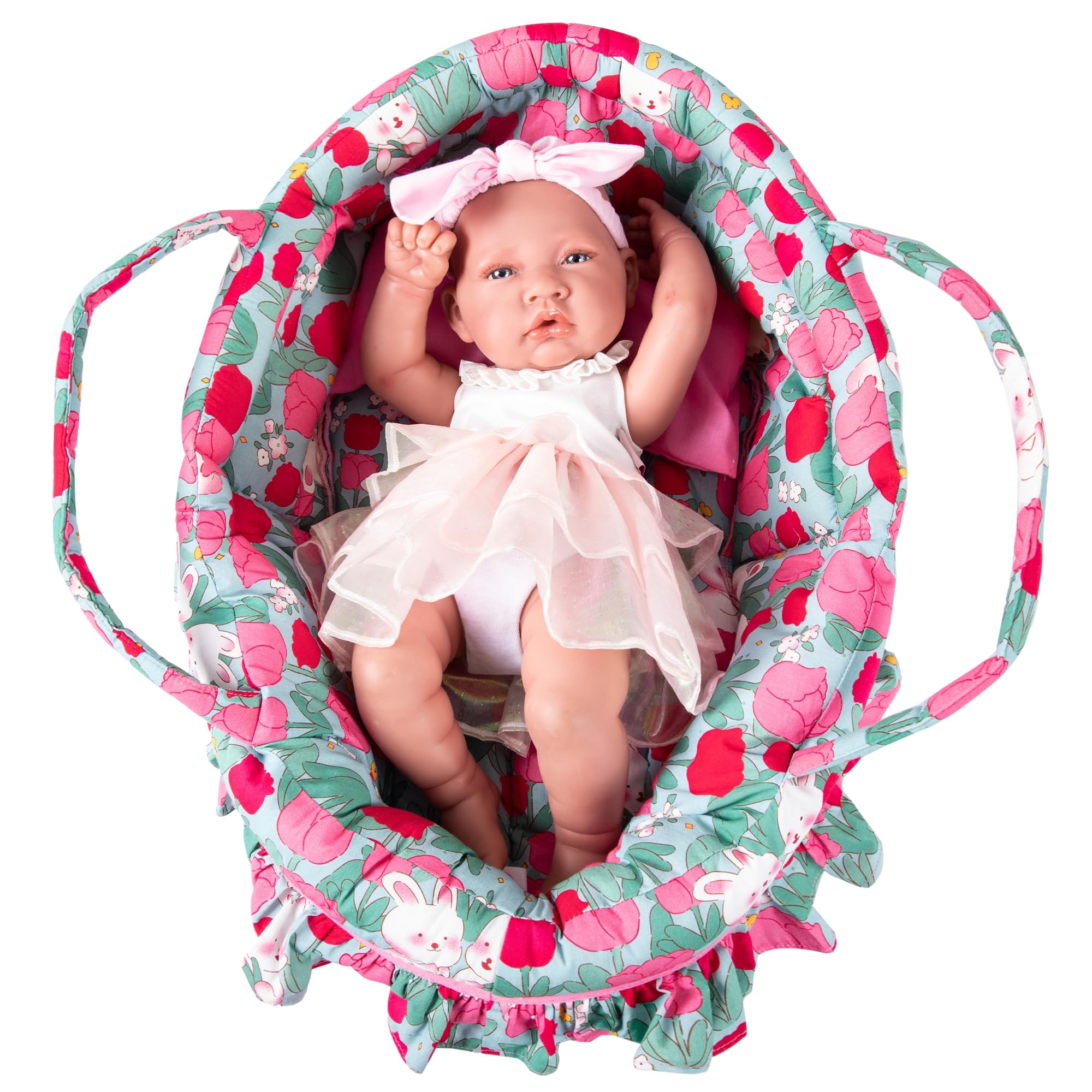 Amazon.com: Rakki Dolli Doll Carry Cot Set, Soft Doll Carrier Basket ...