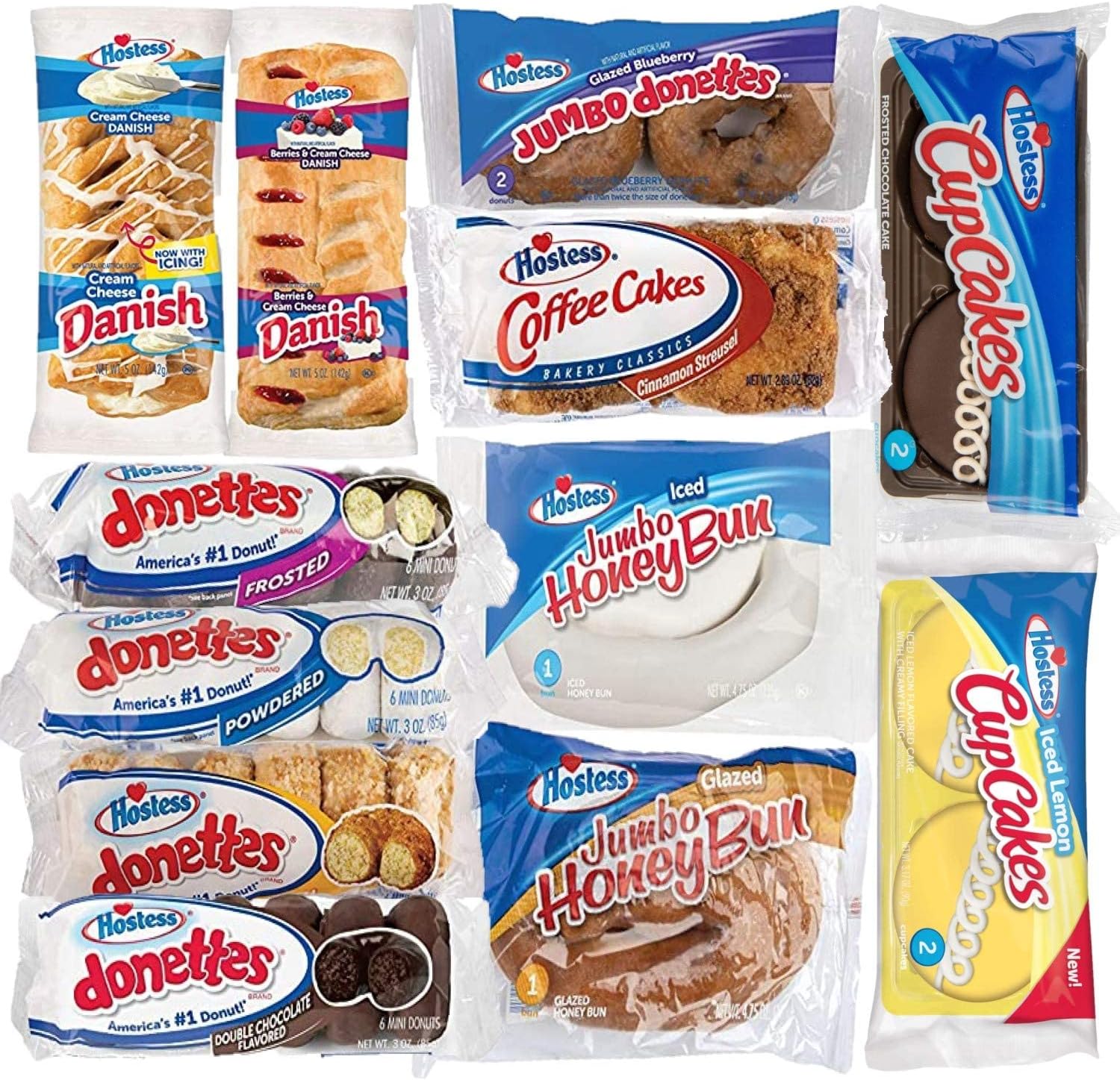 Amazon.com: Hostess Variety Pack | Honey Buns, Coffee Cake, Donettes ...