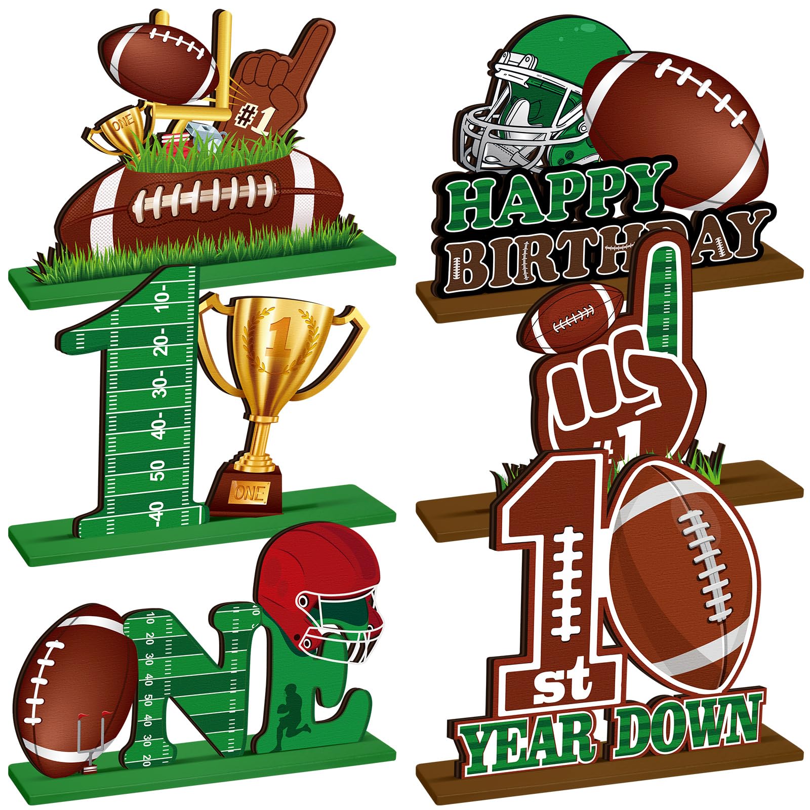 Amazon.com: Quzzil 6 Pcs Football 1st Birthday Decorations Football ...