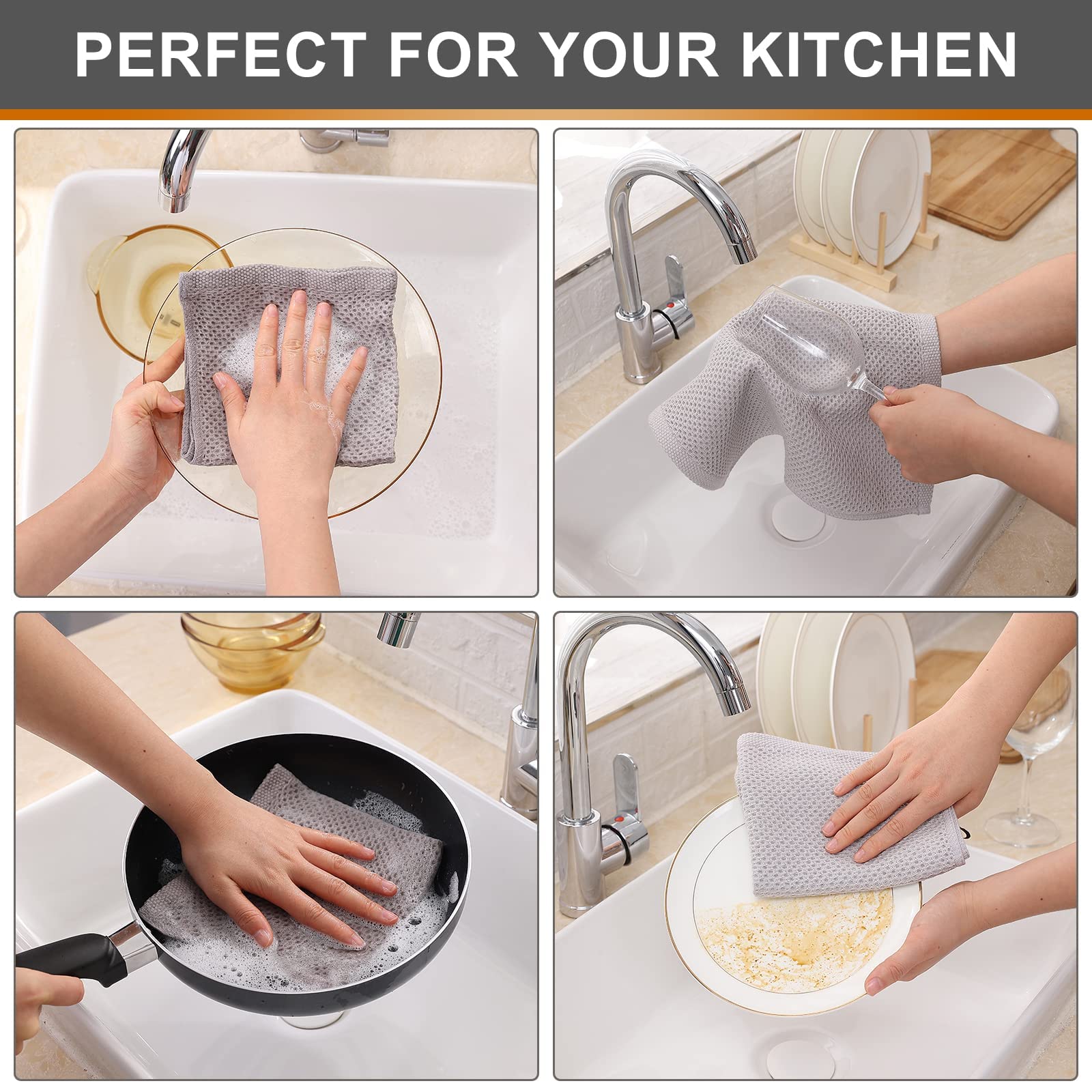 Snapklik.com : 100% Cotton Kitchen Dish Cloths, 8 Pack Waffle Weave ...