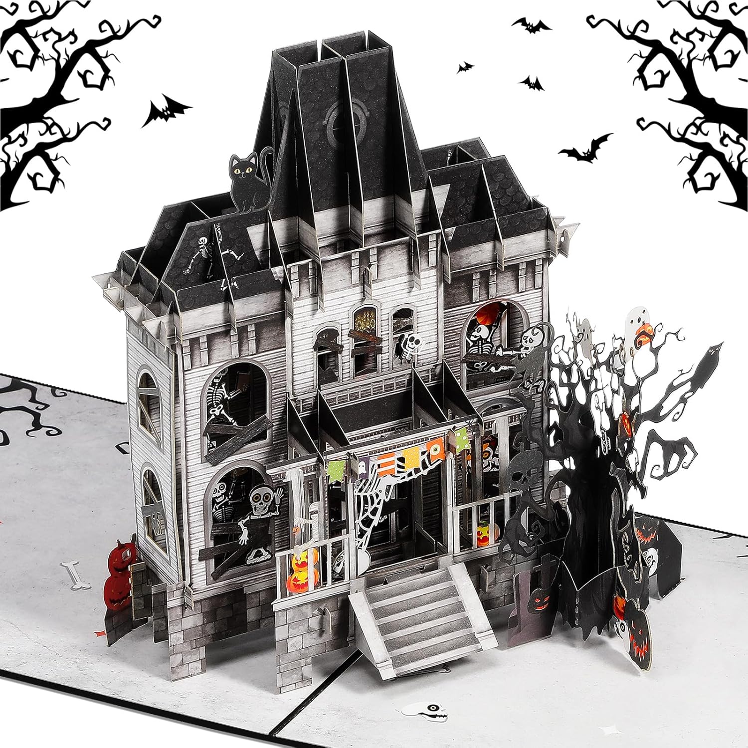 Amazon.com: Teling Halloween Card Pop Up Paper Haunted House Greeting ...