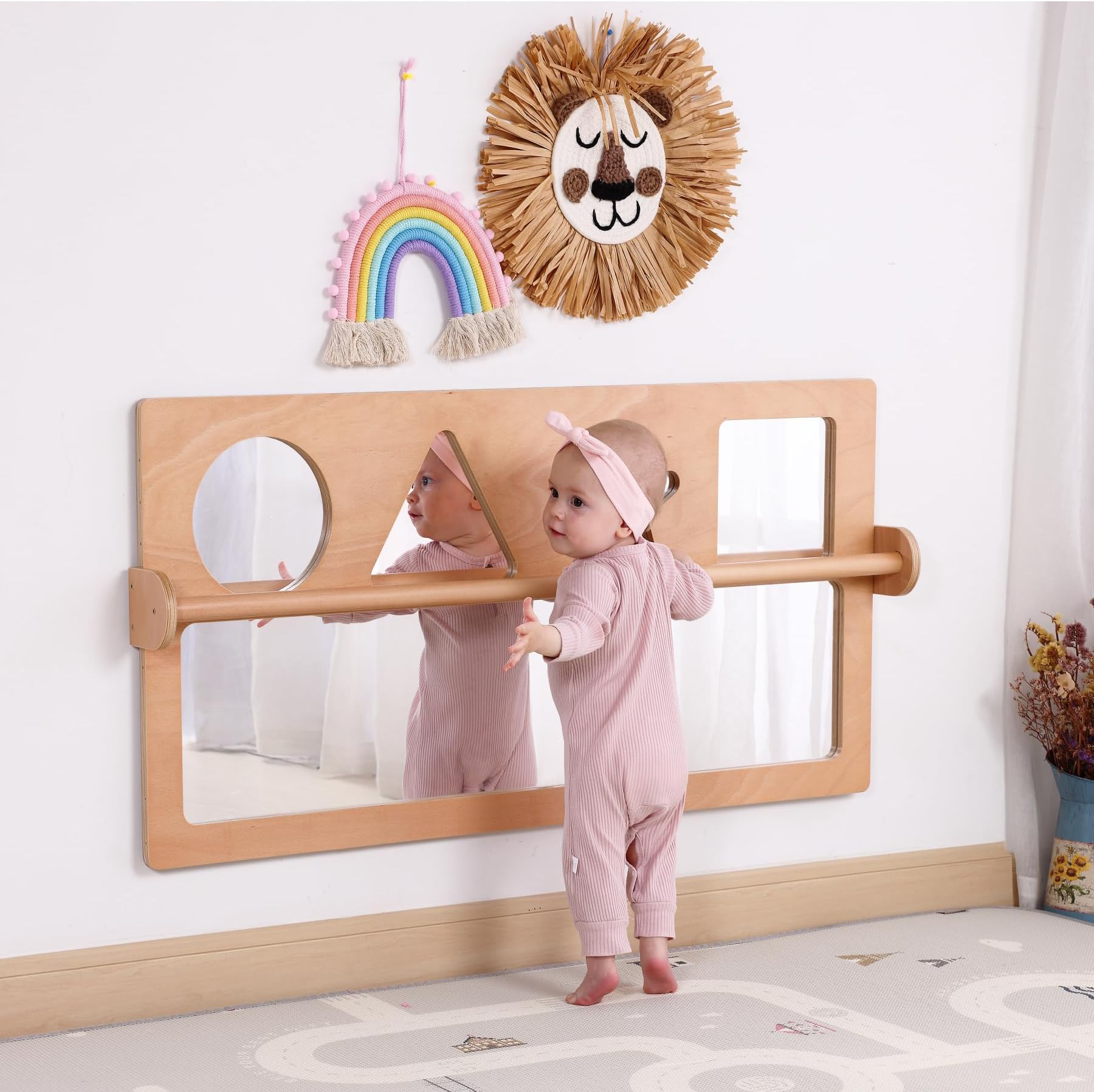 Amazon.com: Yhaofu Montessori Mirror Baby Wall,Montessori 3-in-1 ...