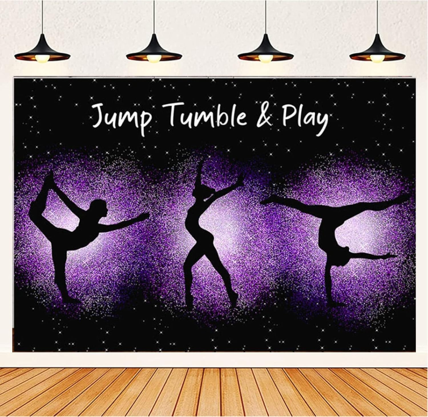 Amazon.com : Purple Glitter Gymnastics Photography Background Gymnasts ...