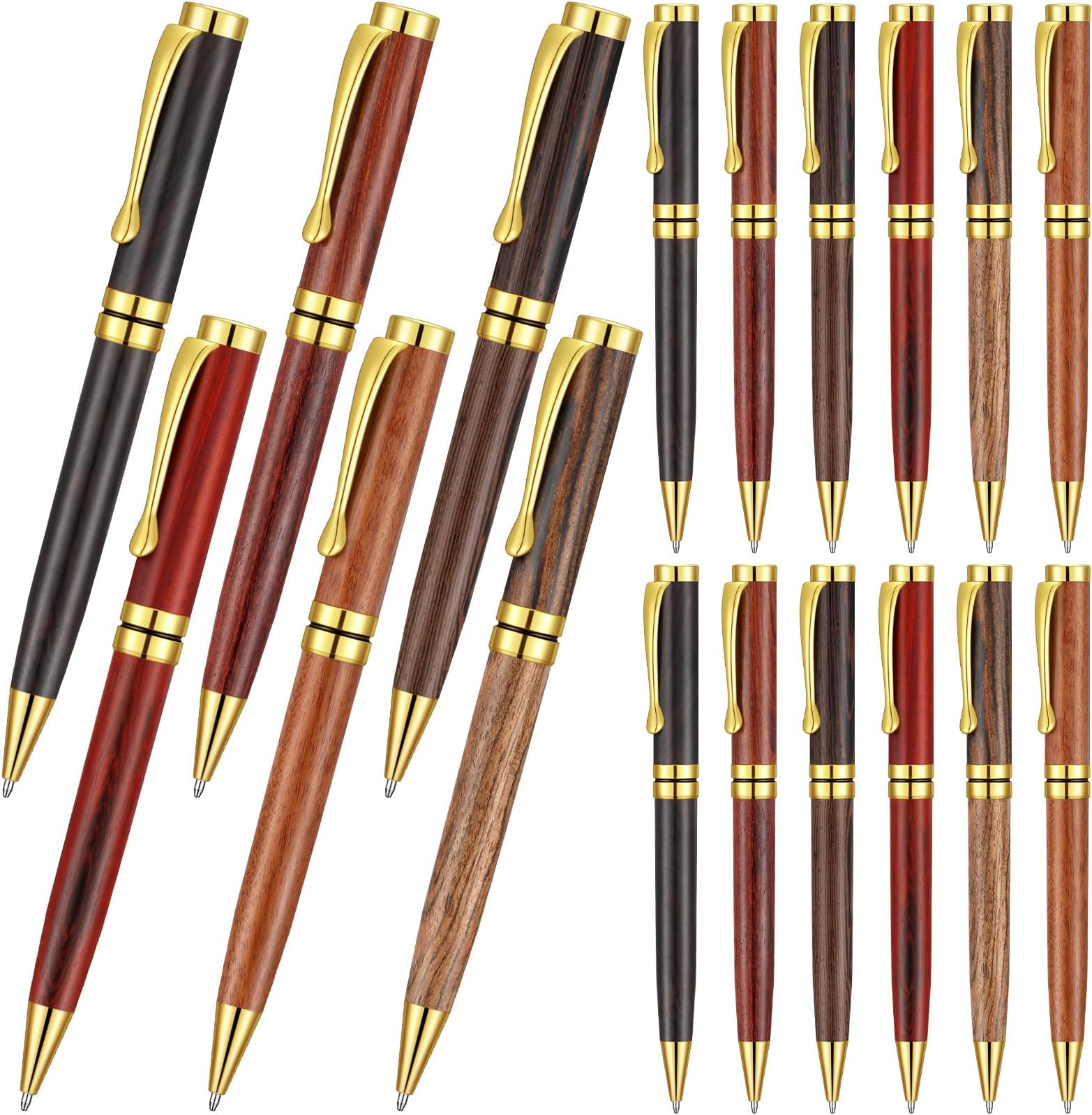 Amazon.com : Yeaqee 6 Pcs Luxury Wood Ballpoint Pens 1.0mm Elegant ...