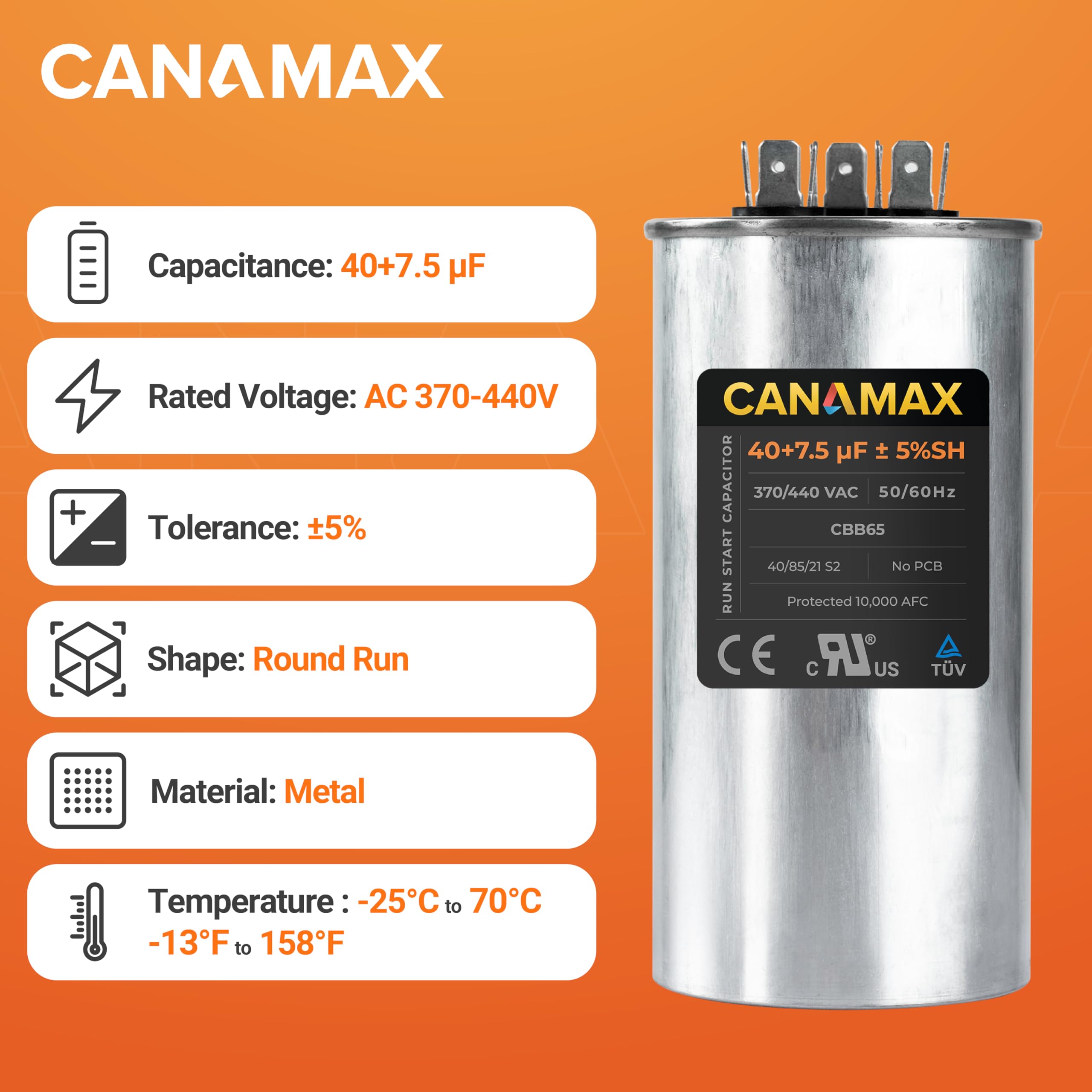 Snapklik.com : 40+7.5 uF 5% 40/7.5 MFD 370 Or 440V (380 uF Options ...