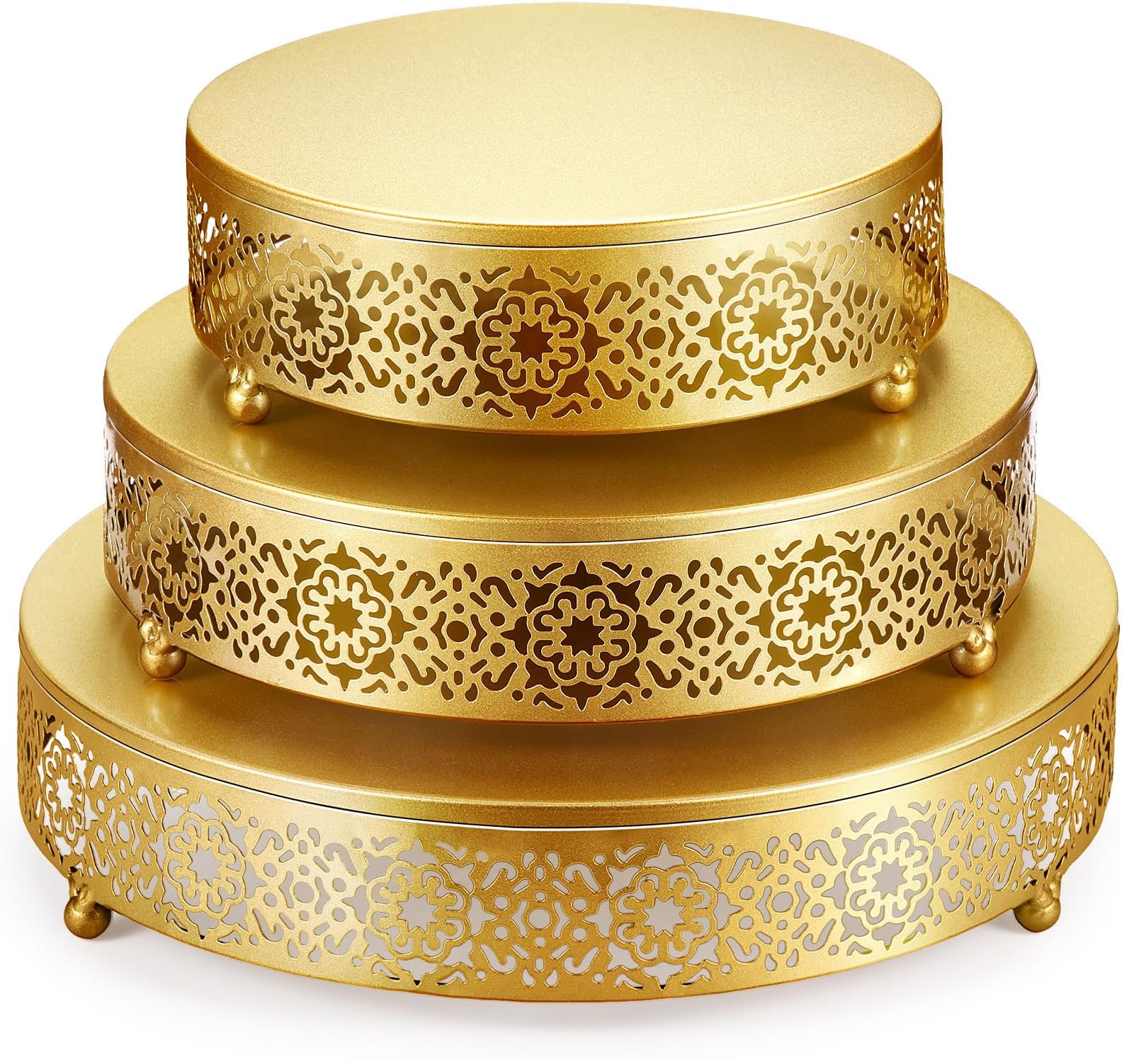 Amazon.com: Hedume 3 Pack Cake Stand Set, Round Cake Stands, Metal ...