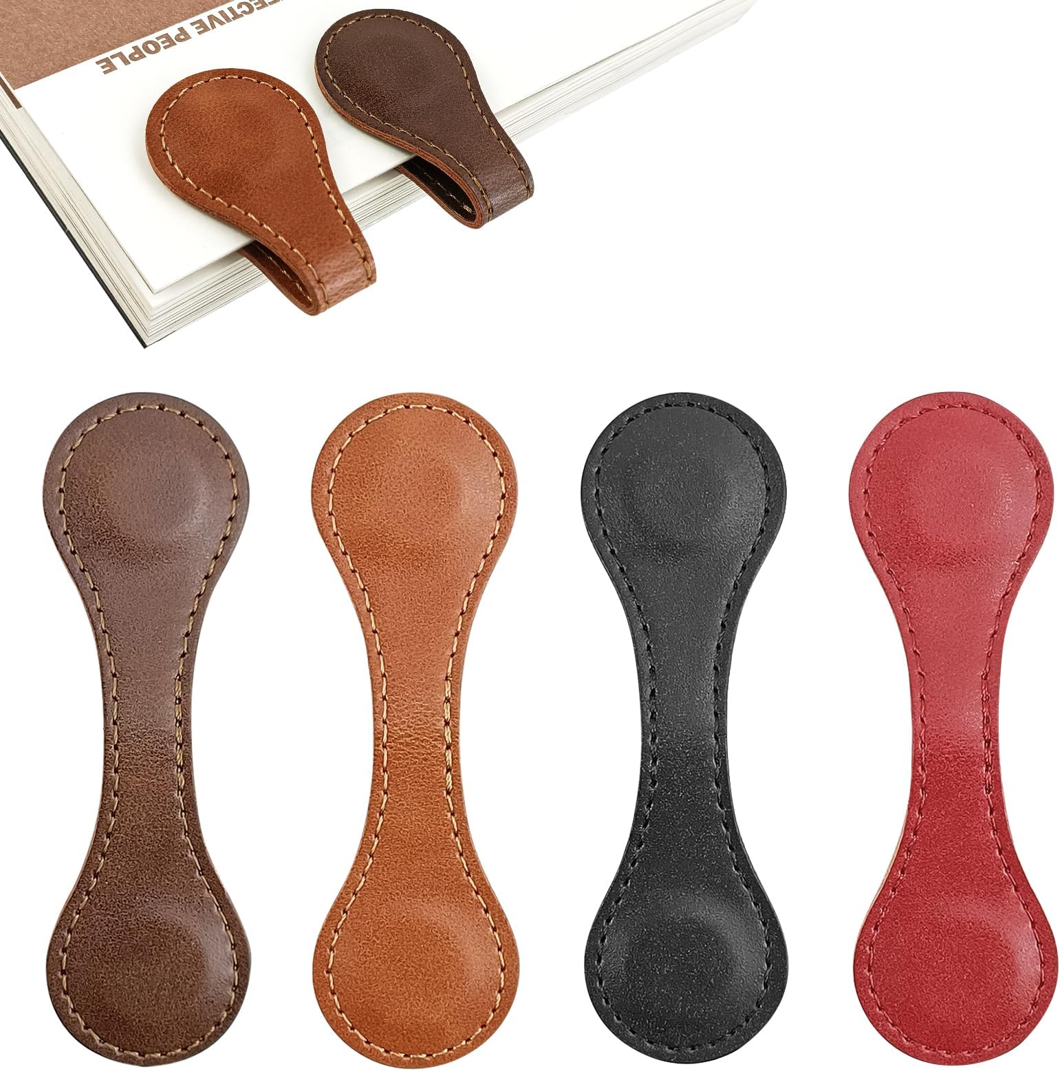 Amazon.com: Magnetic Bookmark, 4Pcs Personalized Leather Retro Bookmark ...