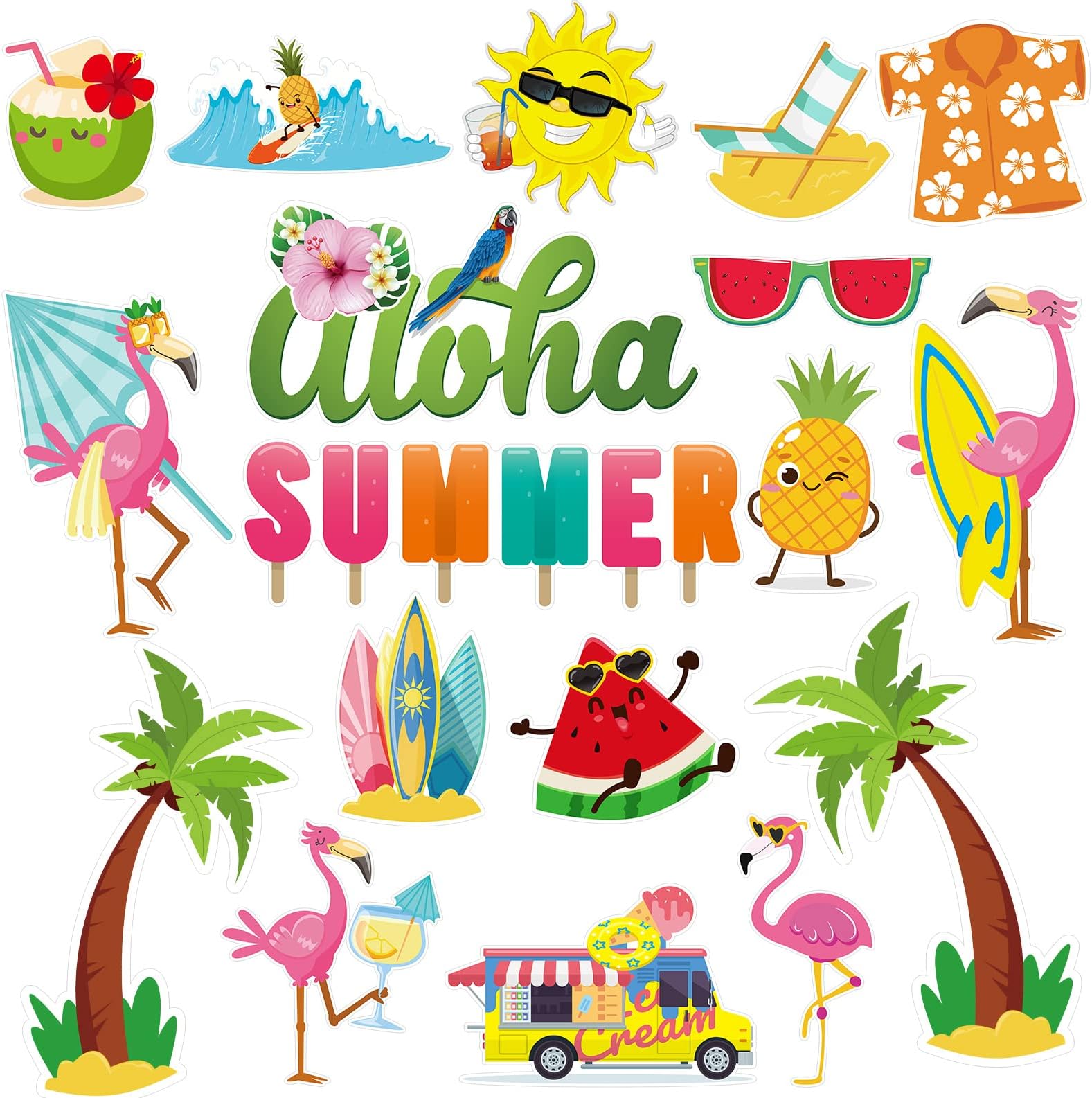 Amazon.com: ADXCO 72 Pieces Summer Bulletin Board Decorations Tropical ...