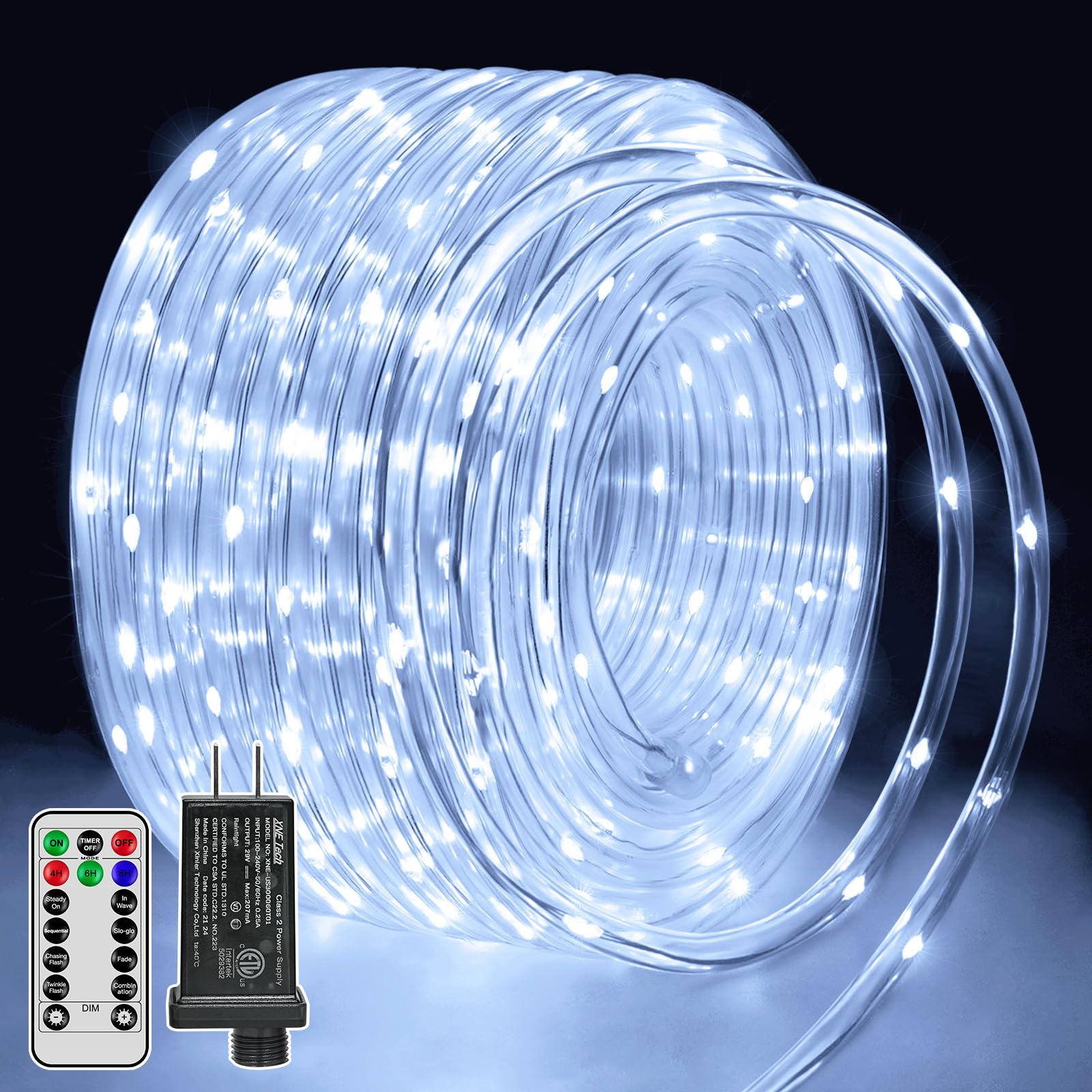 Amazon.com: shineshine 600LED 100FT Rope Lights with Remote, 8 Modes ...