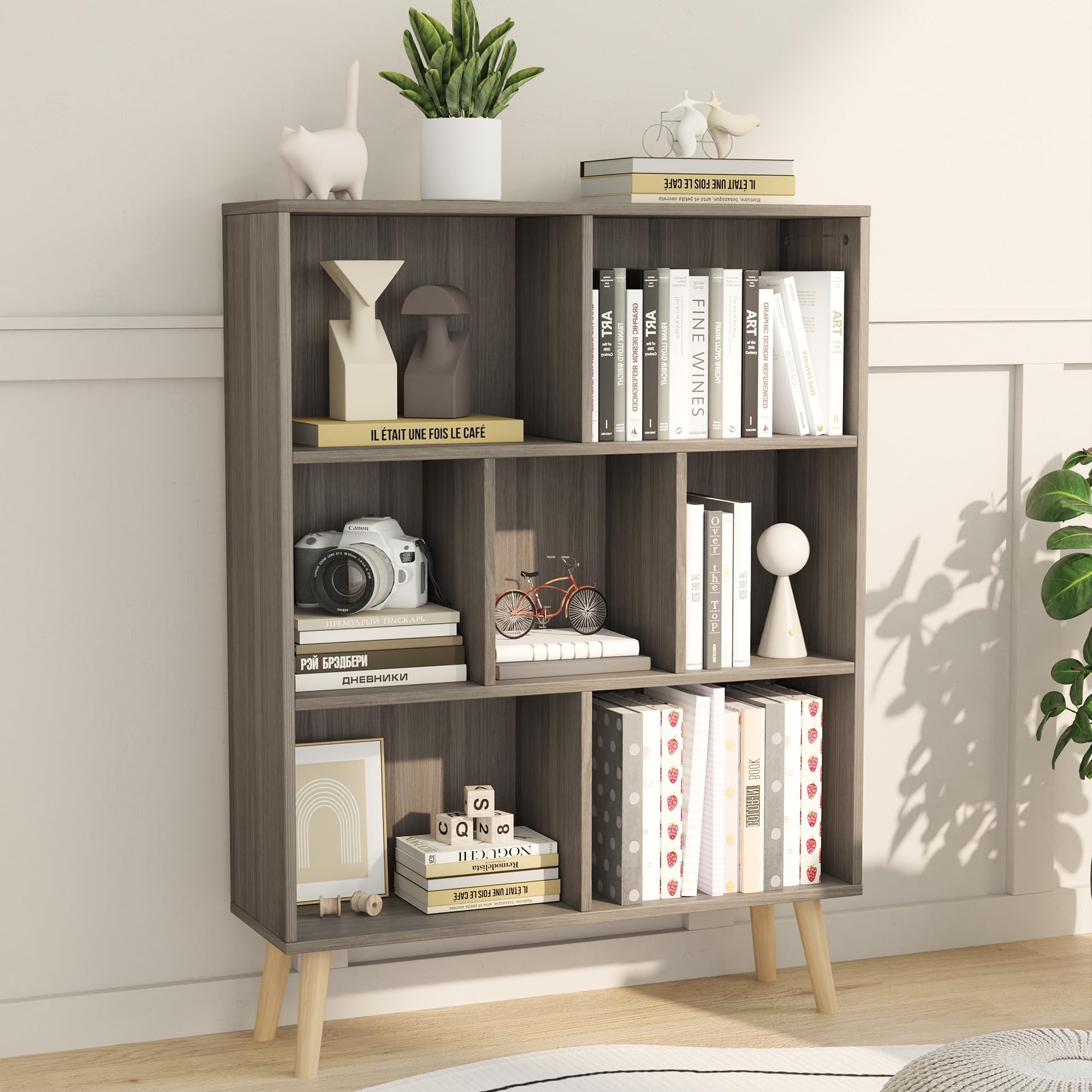 Amazon.com: VICLLAX Wood 3 Tier Storage Shelf, 5 Cubes Free Standing ...