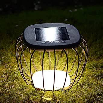 WEILAILUX 16-inch Solar Outdoor Floor Lamp Waterproof, LED Round Cube ...
