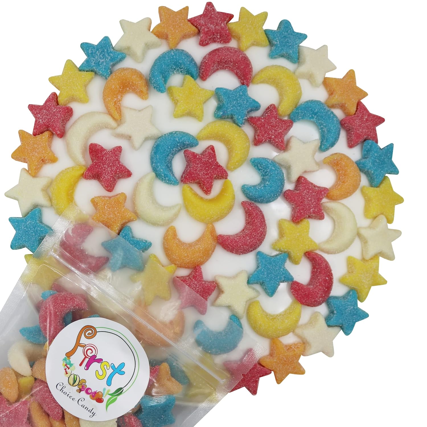 Amazon.com : FirstChoiceCandy Gummy Glittery Sour Stars and Moons (2 LB ...