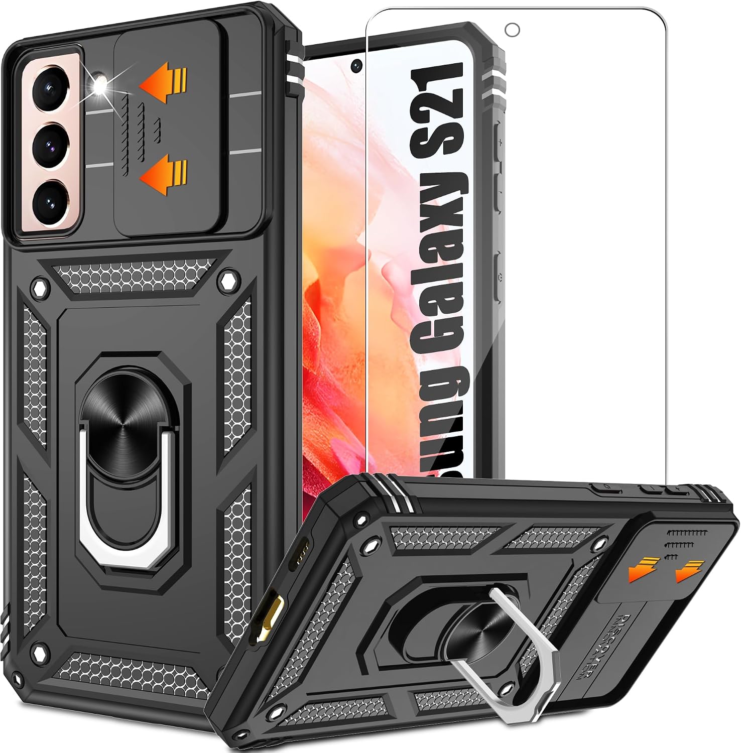 Amazon.com: for Galaxy S21 Case with HD Screen Protector,Atump Build in ...