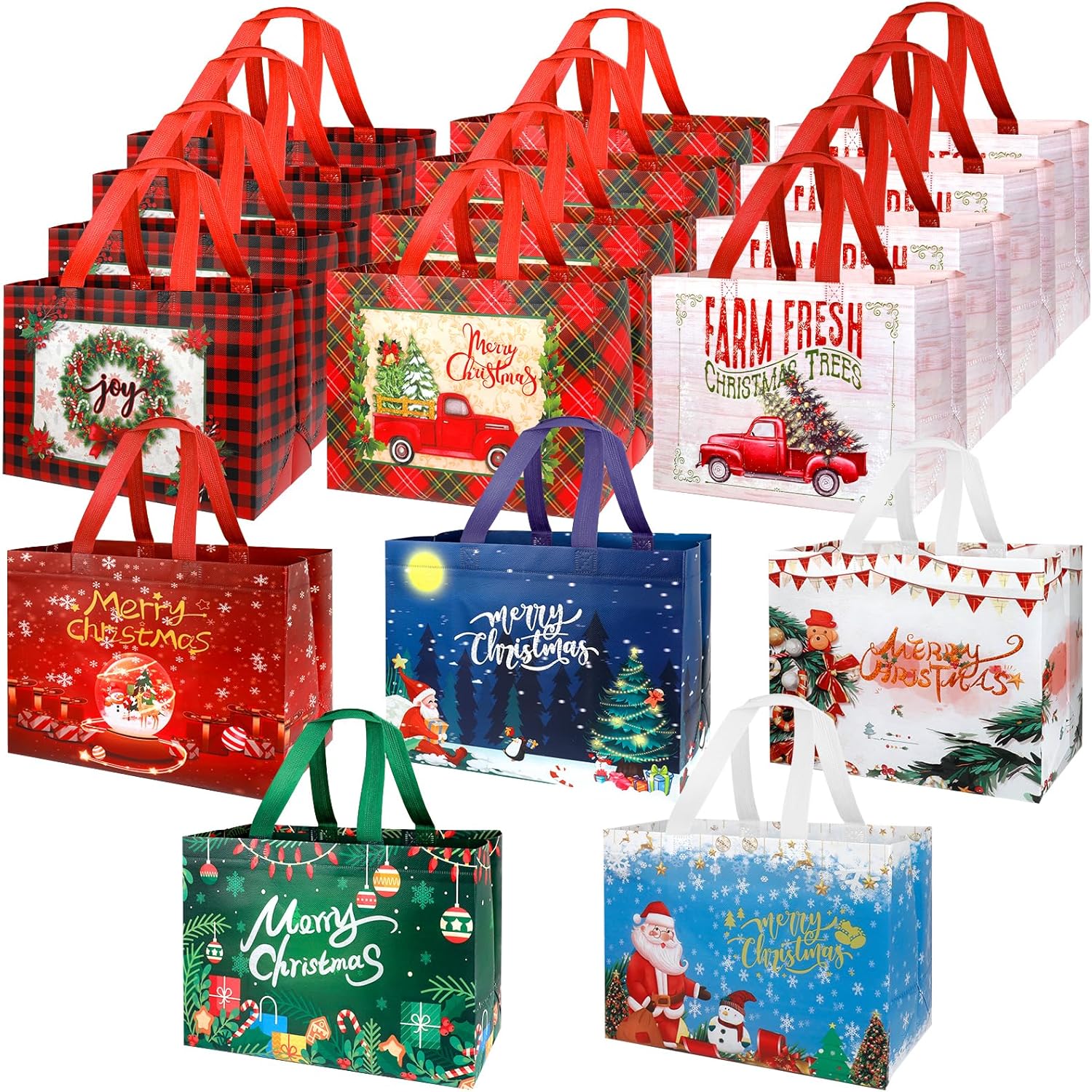 Amazon.com: Hazms 17 PCS Christmas Gift Bags Christmas Tote Bags with ...