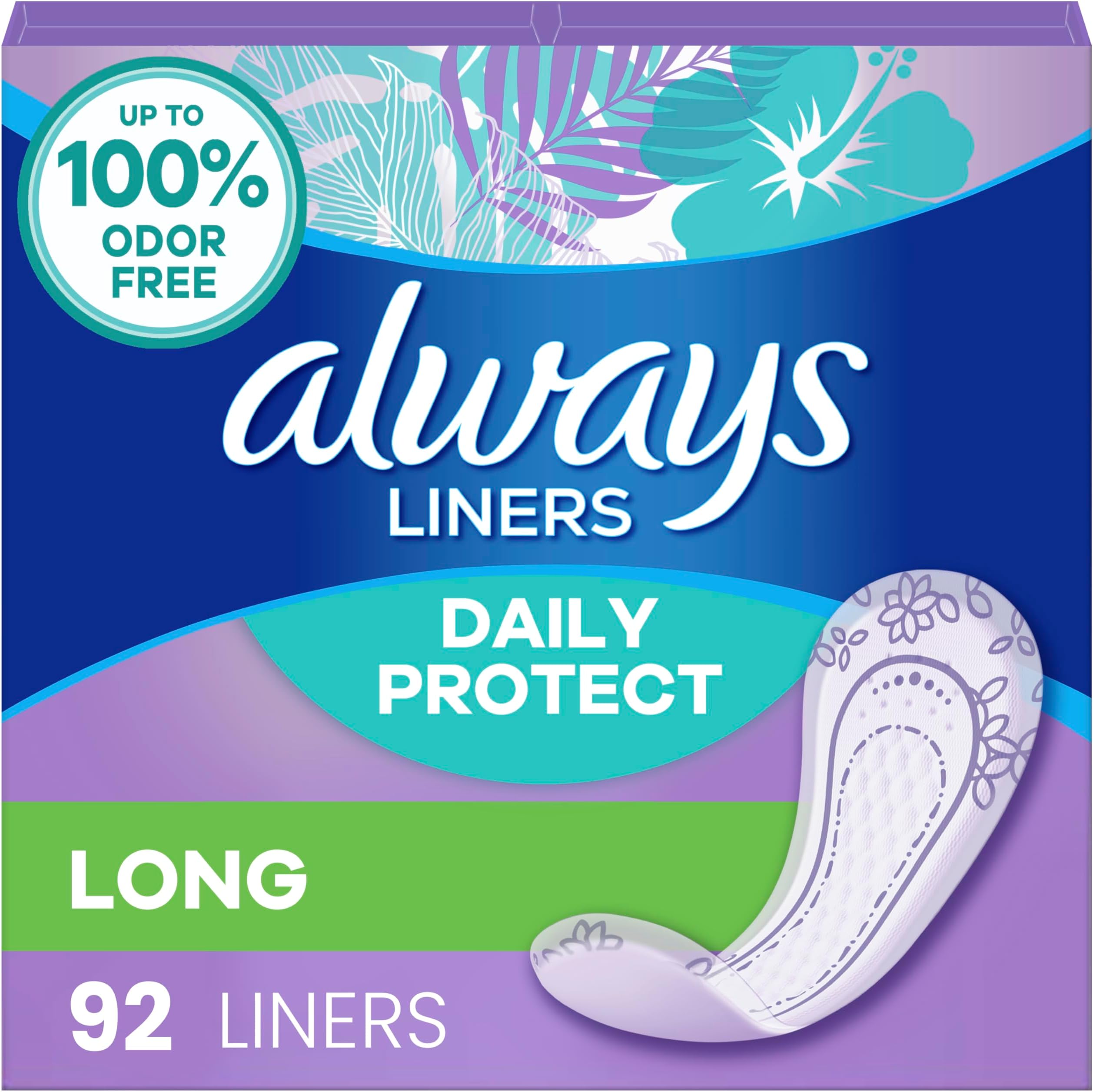 Amazon.com: Always Daily Protect Liners, Long Length, Unscented Panty ...