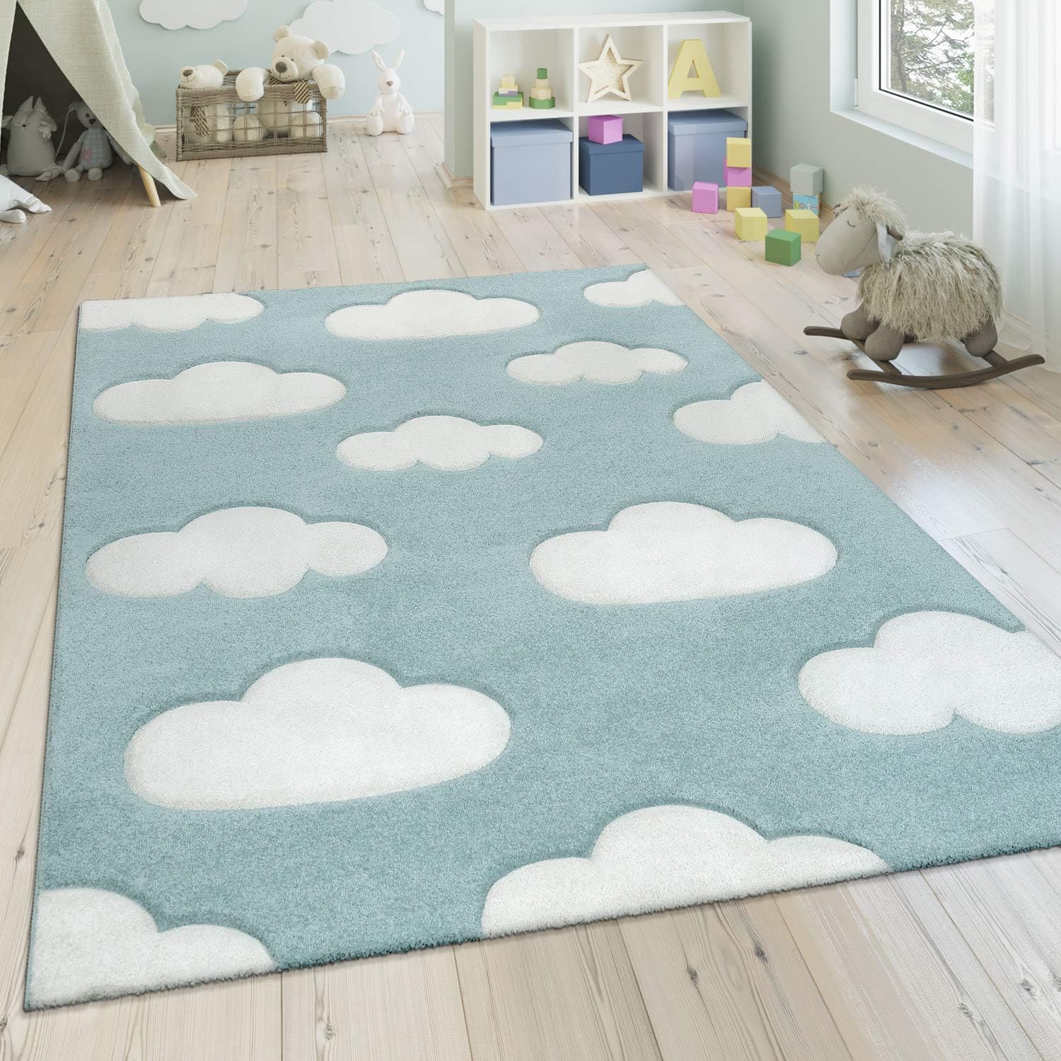 Amazon.com: Modern Kids Rug with Clouds in Pink Pastel for Nursery ...