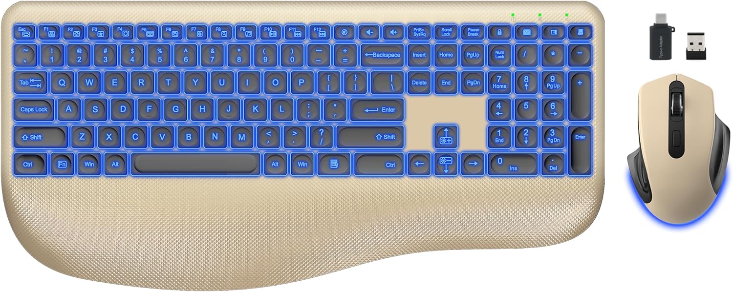 Amazon.com: Wireless Keyboard Mouse Combo Rechargeable with 7 Backlits ...