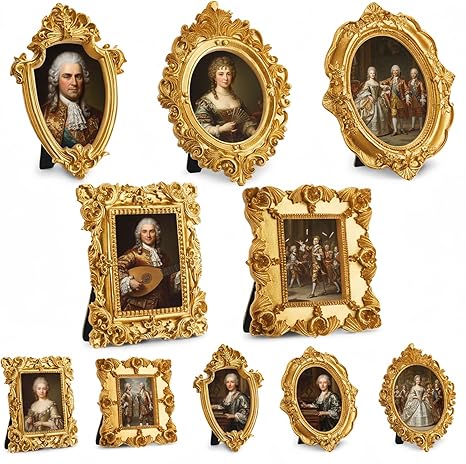 Amazon.com - AceOrbit 10 Pcs Vintage Mini Gold Frame Small Resin ...