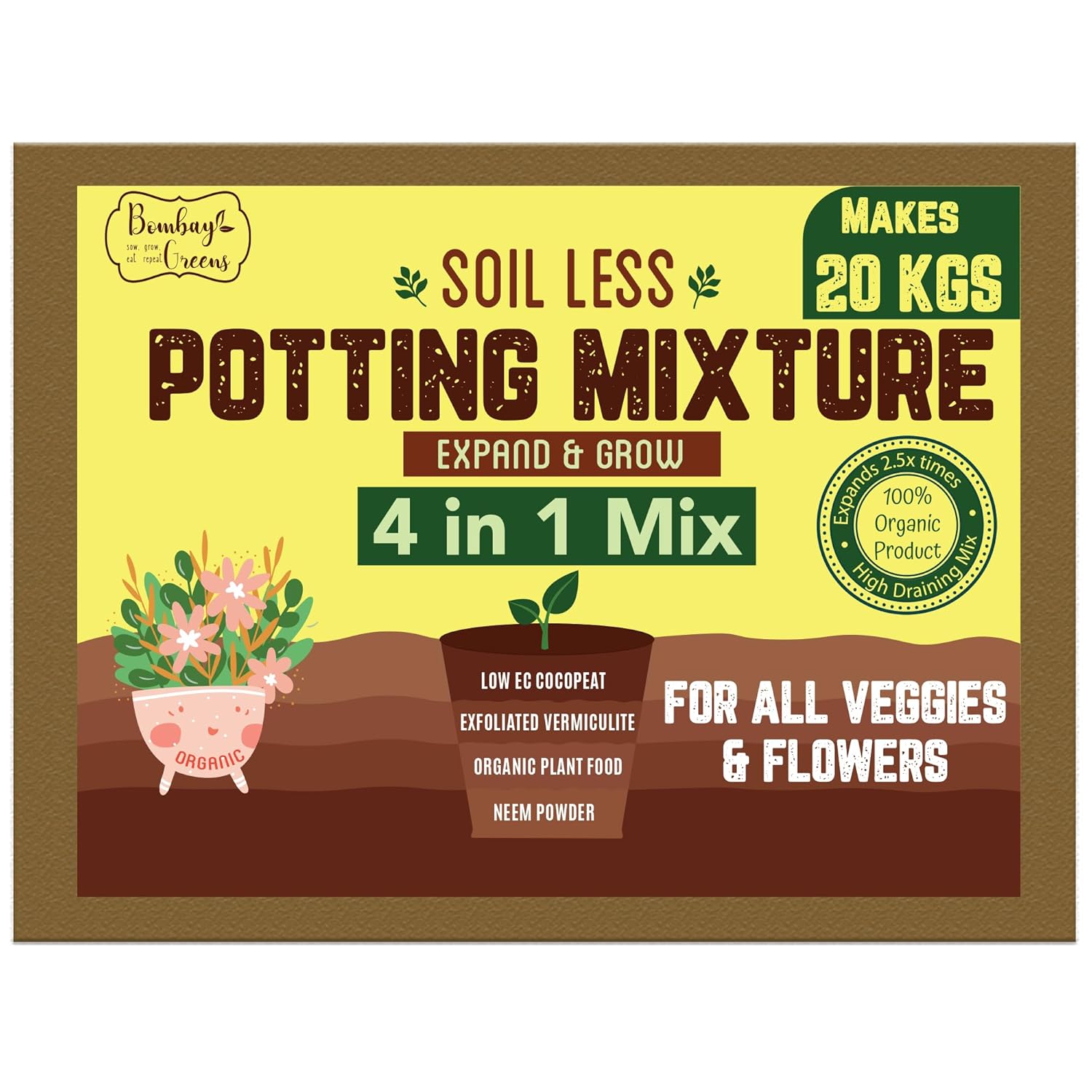 20Kg Soil Less 4 in 1 Potting Mixture - Cocopeat, Vermiculite, Neem ...