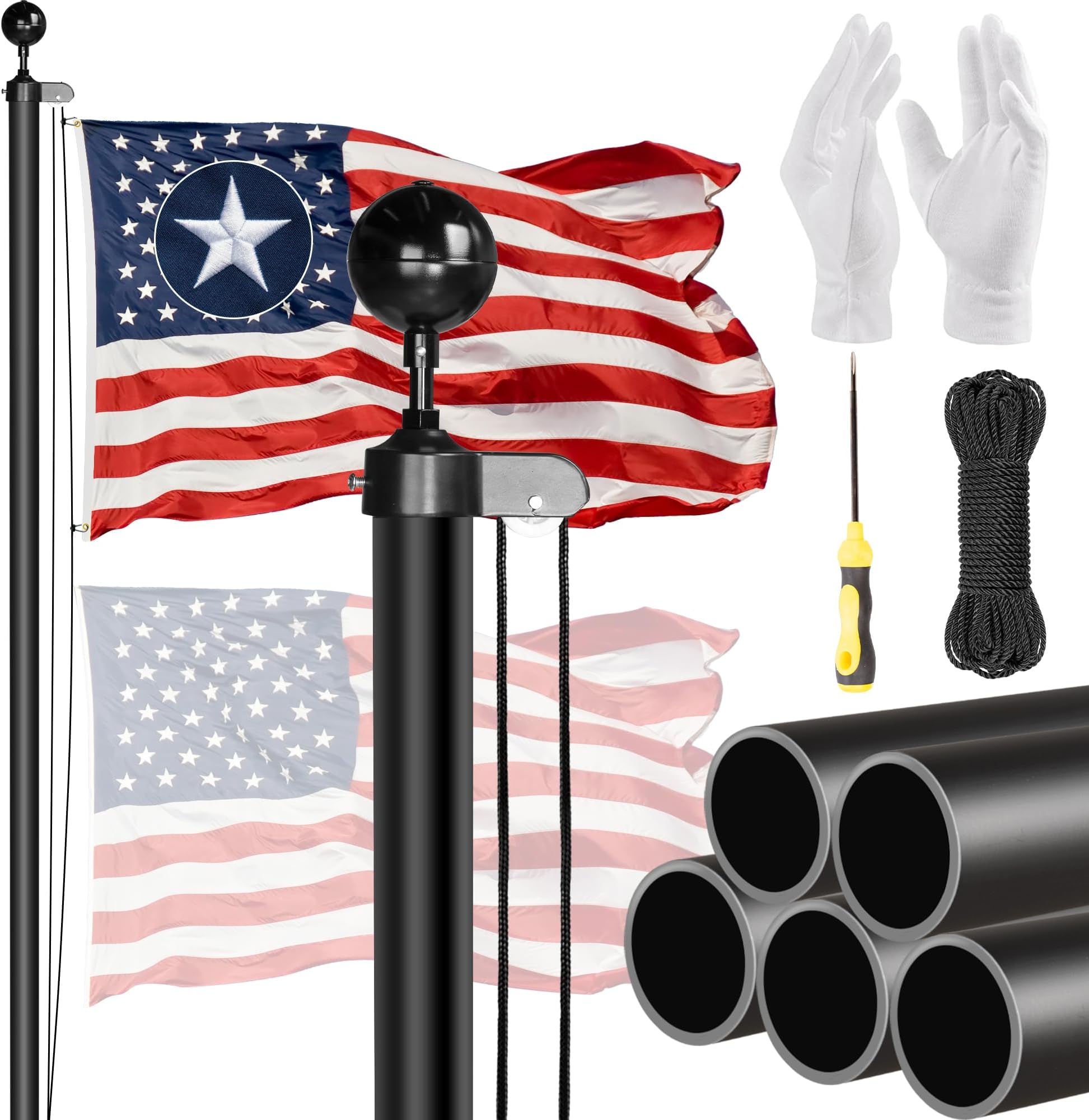 Amazon.com : POZOY 8 ft Indoor American Flag Pole Kit, Deluxe ...