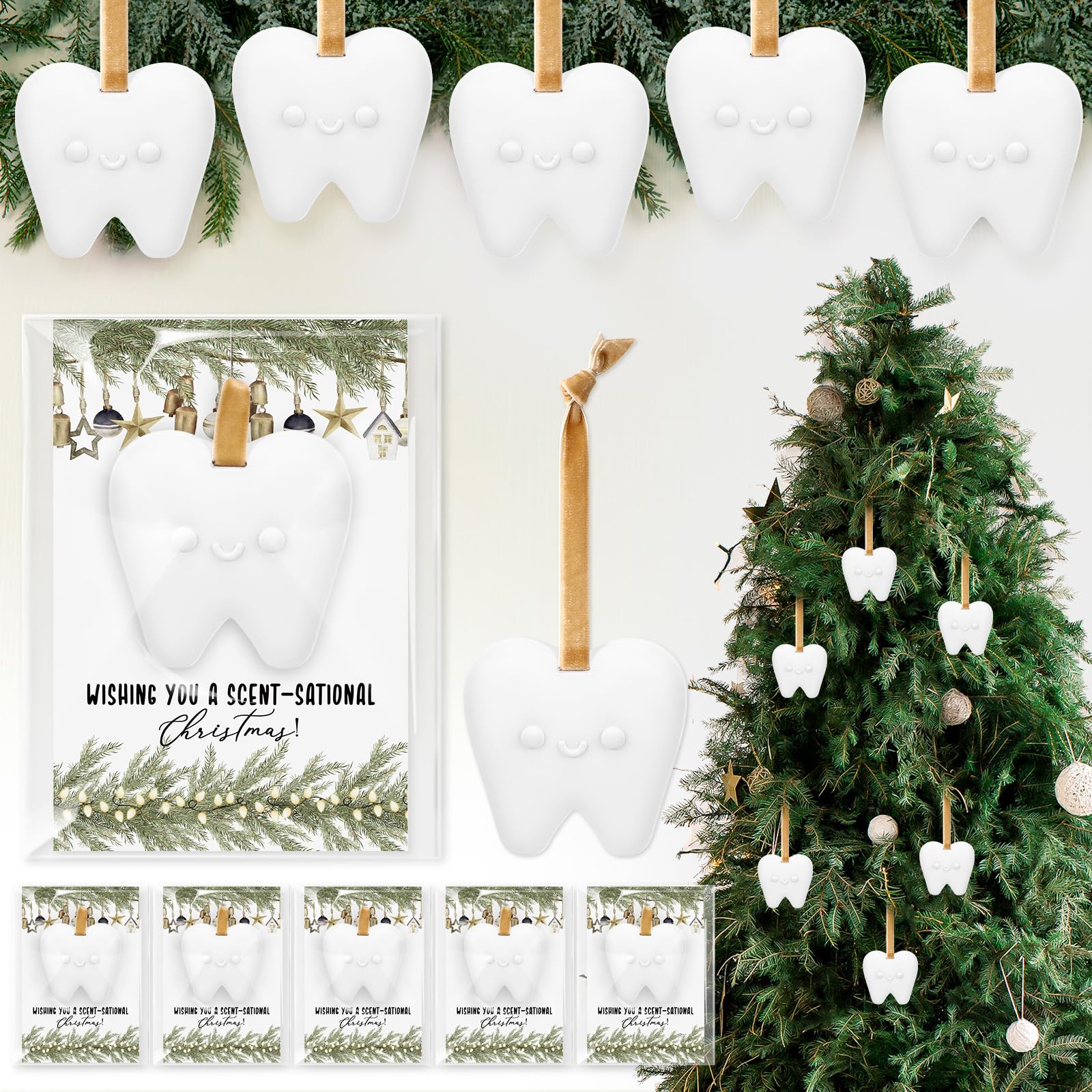 Amazon.com: Nuanchu 6 Sets Christmas Tooth Ornaments for Xmas Tree ...